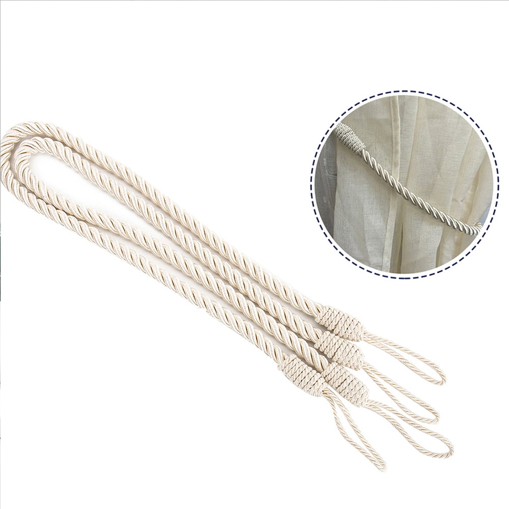 Willstar 2Pcs Cotton Rope Drapery Tie Backs, Braided Curtain Cord with ...