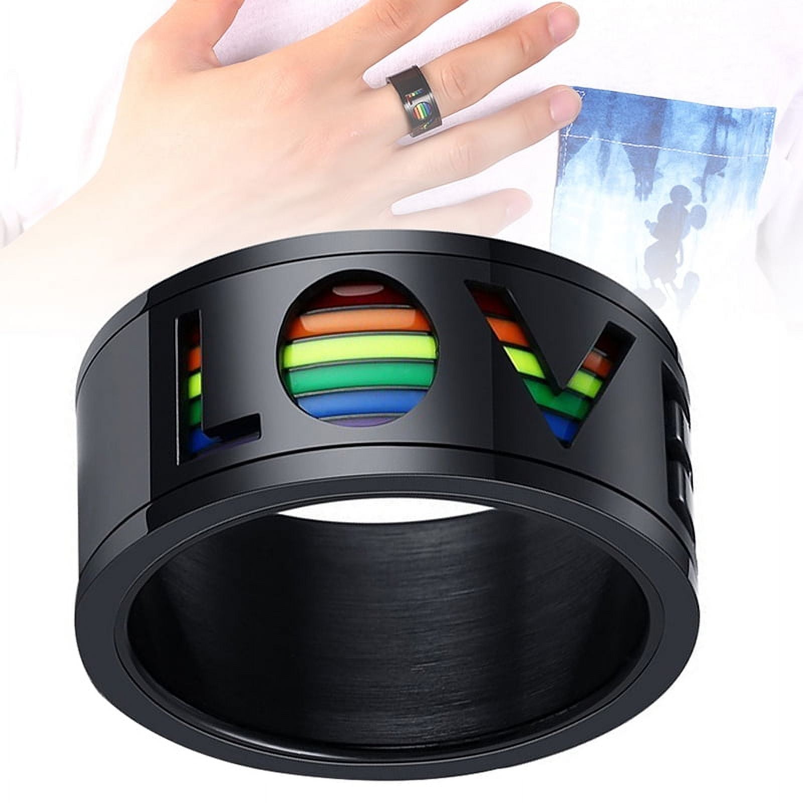 Willstar Stainless Steel Love Enamel Rainbow Lgbt Pride Rings Gay
