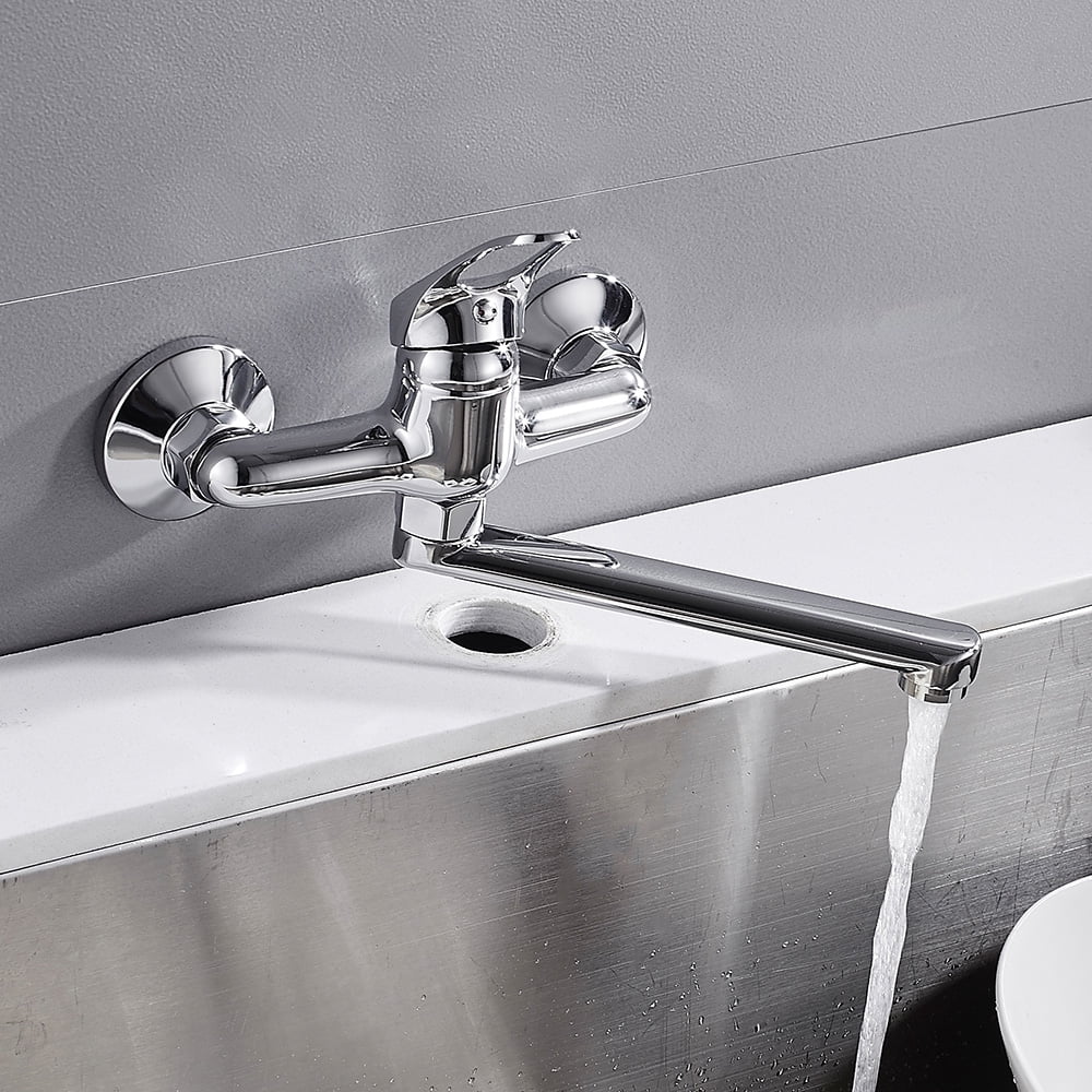 NUAHRHY Wall Mounted Kitchen Tap with Long Spout, Swivel 360° Spout ...