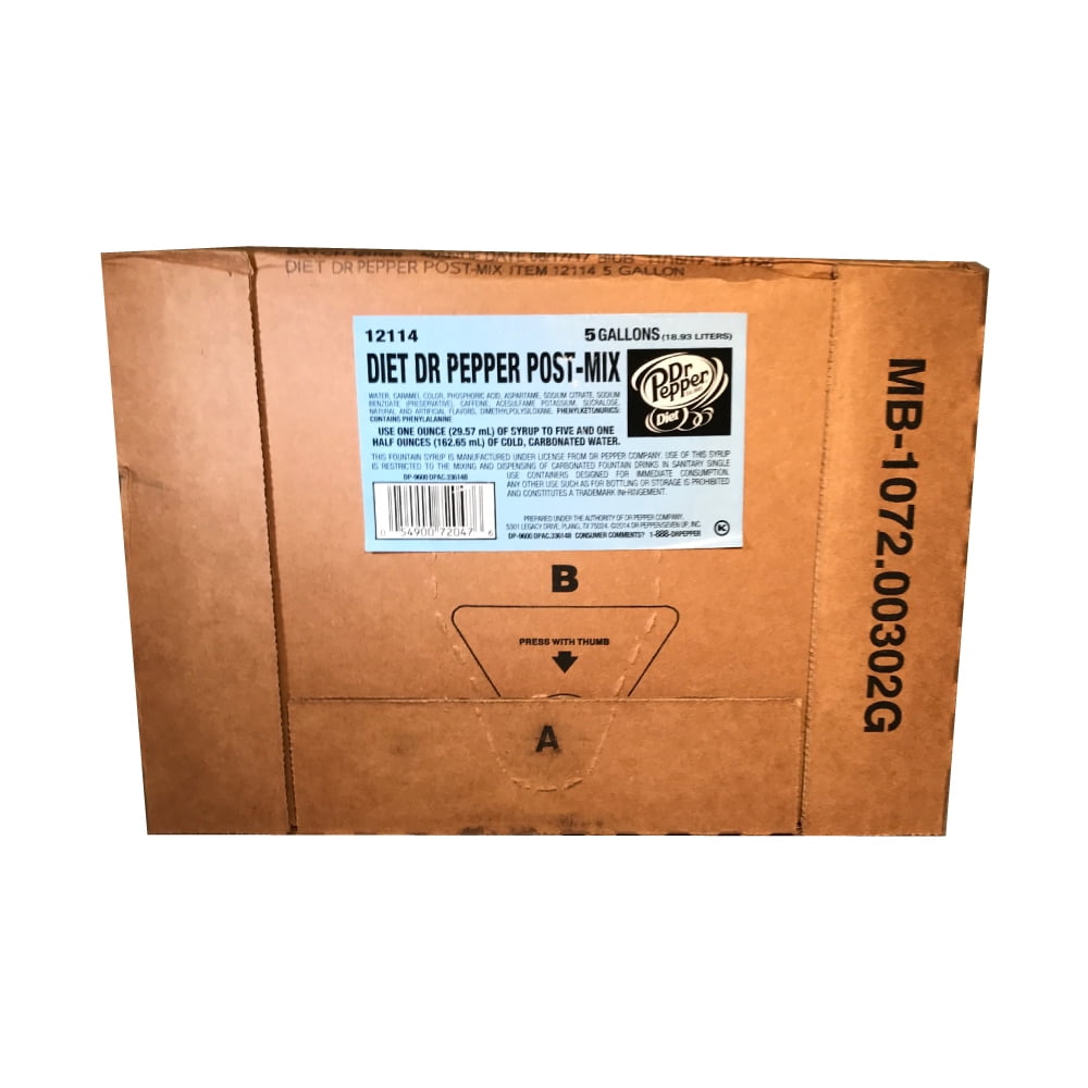 Willtec Diet Dr. Pepper Bag In Box Syrup, 5 Gallon Bag in Box ...