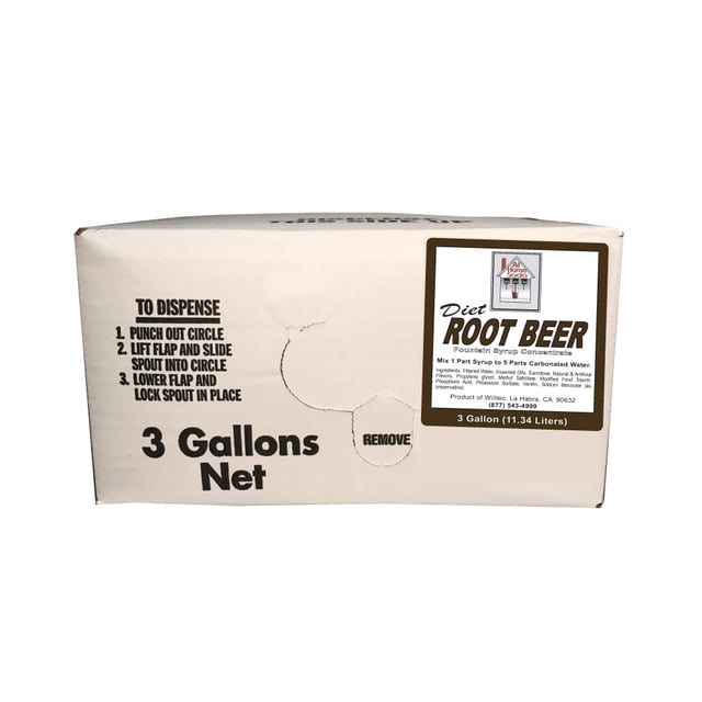 Willtec Diet Root Beer Soda Syrup, 3 Gallons for Office Breakroom ...