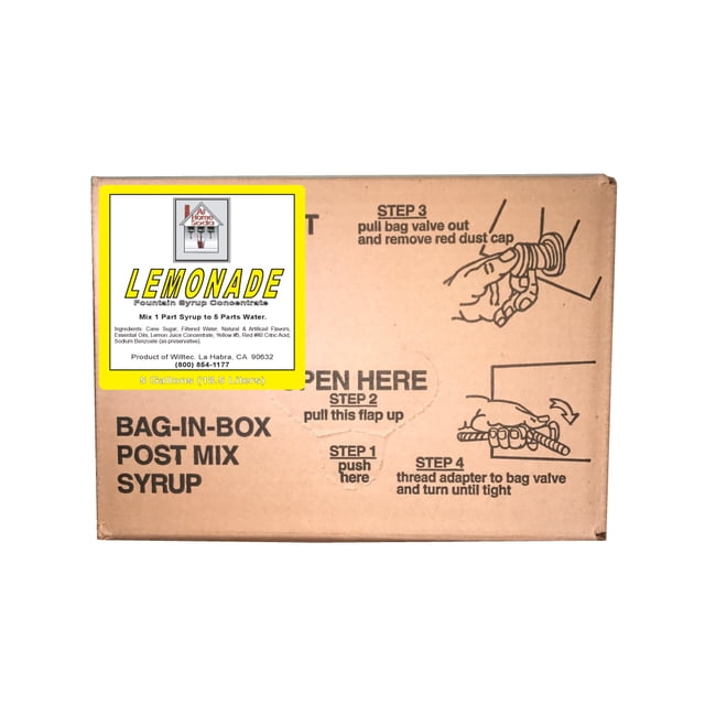 Willtec Lemonade Bag in Box Syrup Concentrate, 5 Gal. - Walmart.com