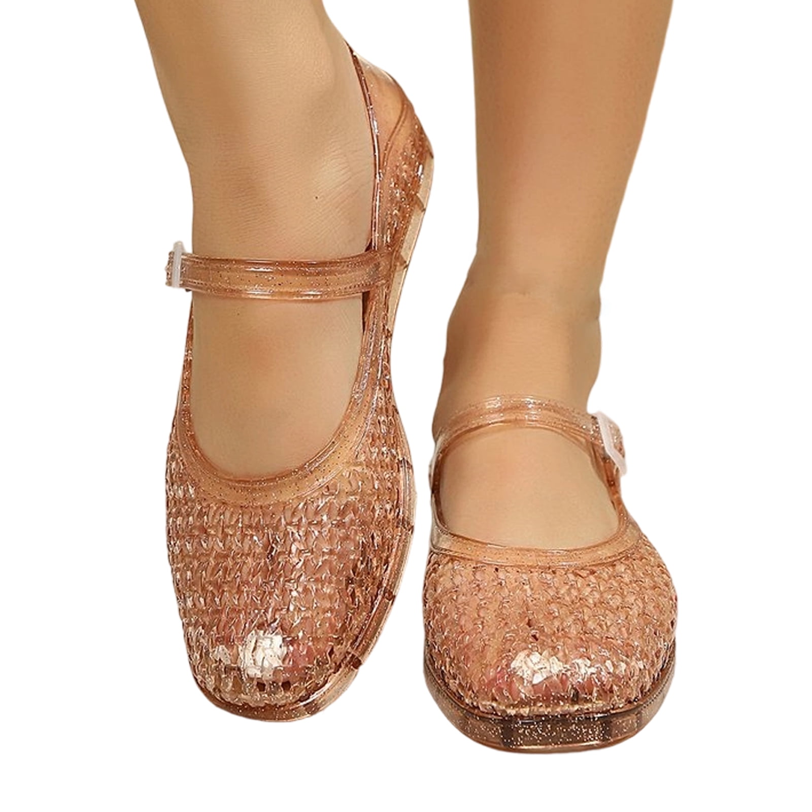 Willtoo Jelly Mary Ballet Flats for Women Jelly Sandals Shoes Women ...