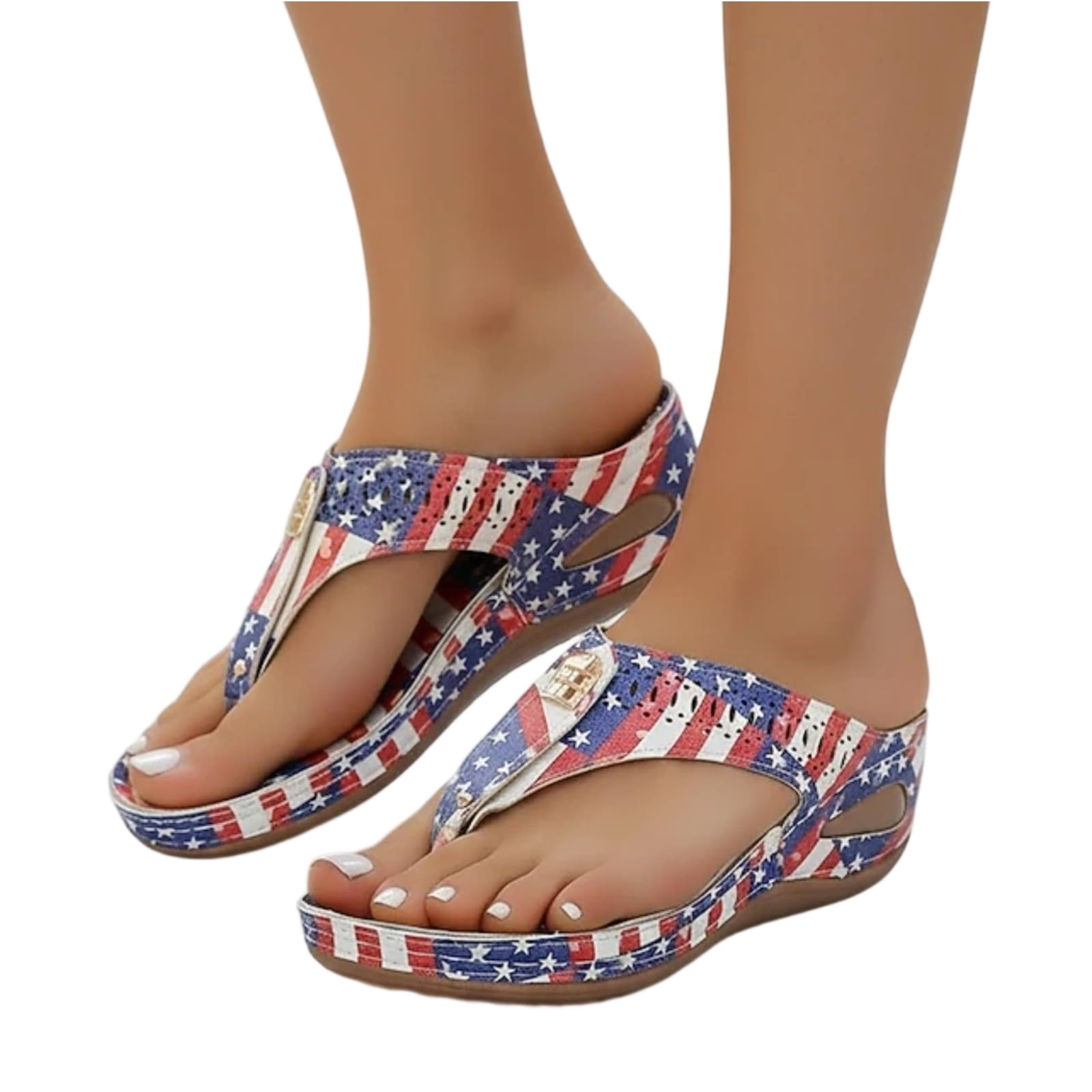 Willtoo Women's American Flag Flip Flops, Patriotic Thong Orthopedic ...