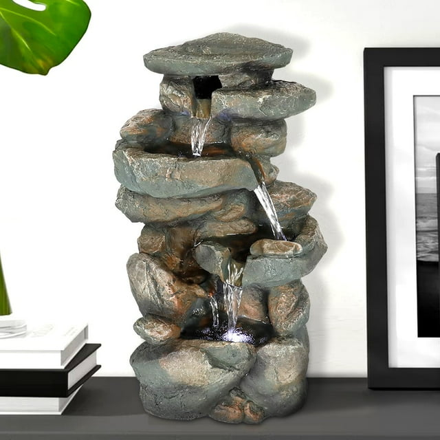Willwolf 3-Tier Indoor Water Feature Tabletop Fountain Office Art Zen ...