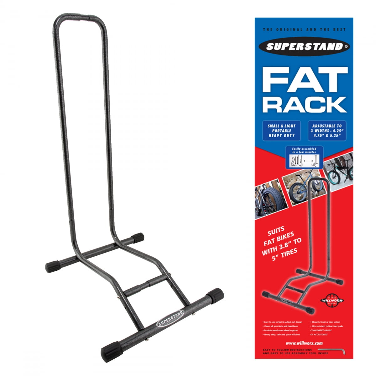 Willworx Fat Rack Super Stand 1 Bike Display Stand fits 3.8" to 5" Fat ...