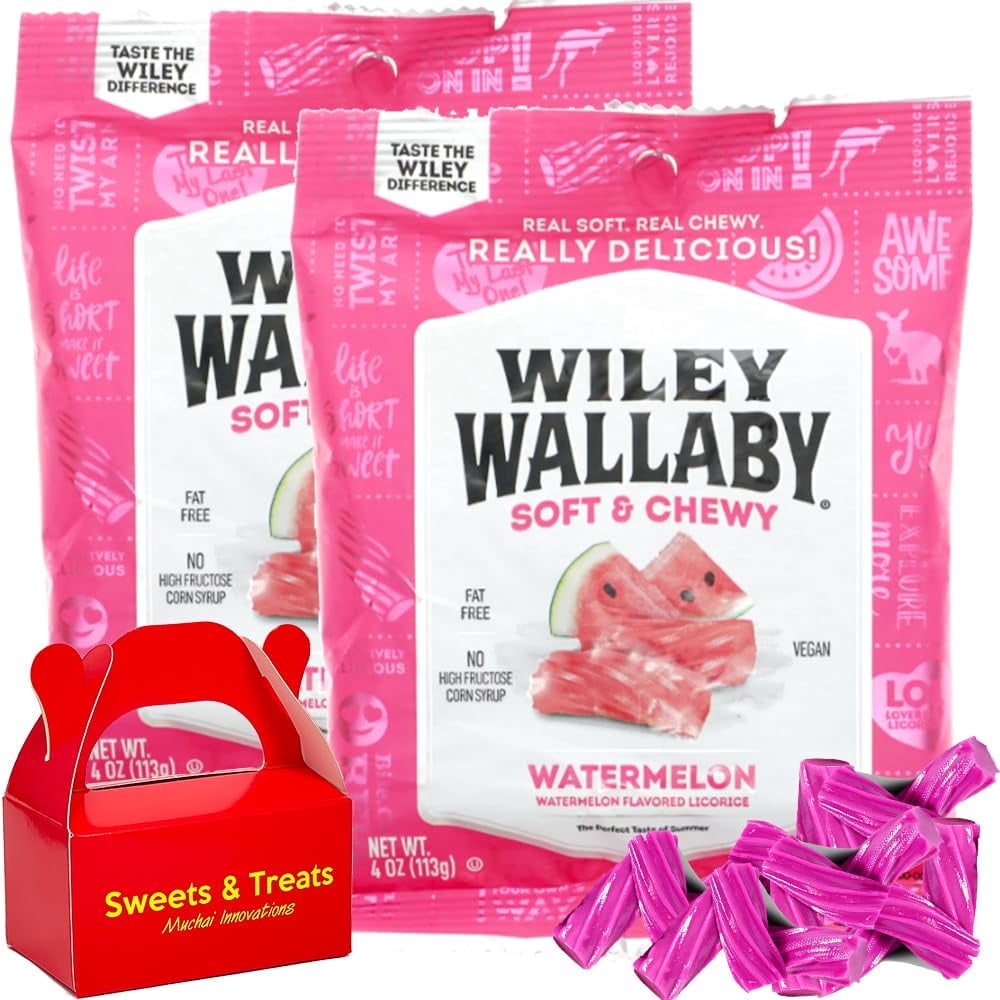 Willy Wallaby Pink Watermelon Licorice | Delicious Soft and Chewy Twist ...