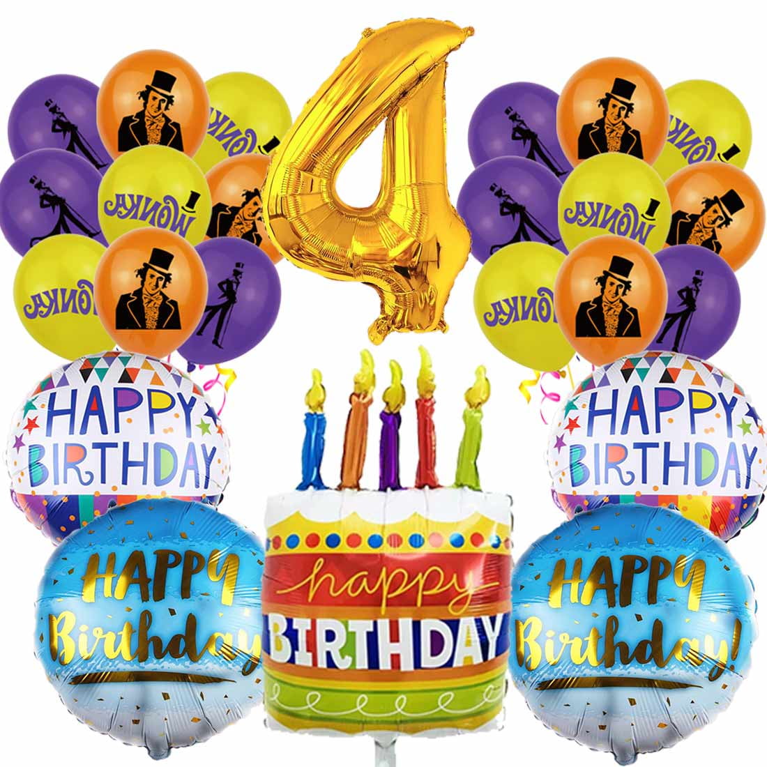 Willy Wonka Balloons Party Supplies 4th Big Number Decorations Decor ...