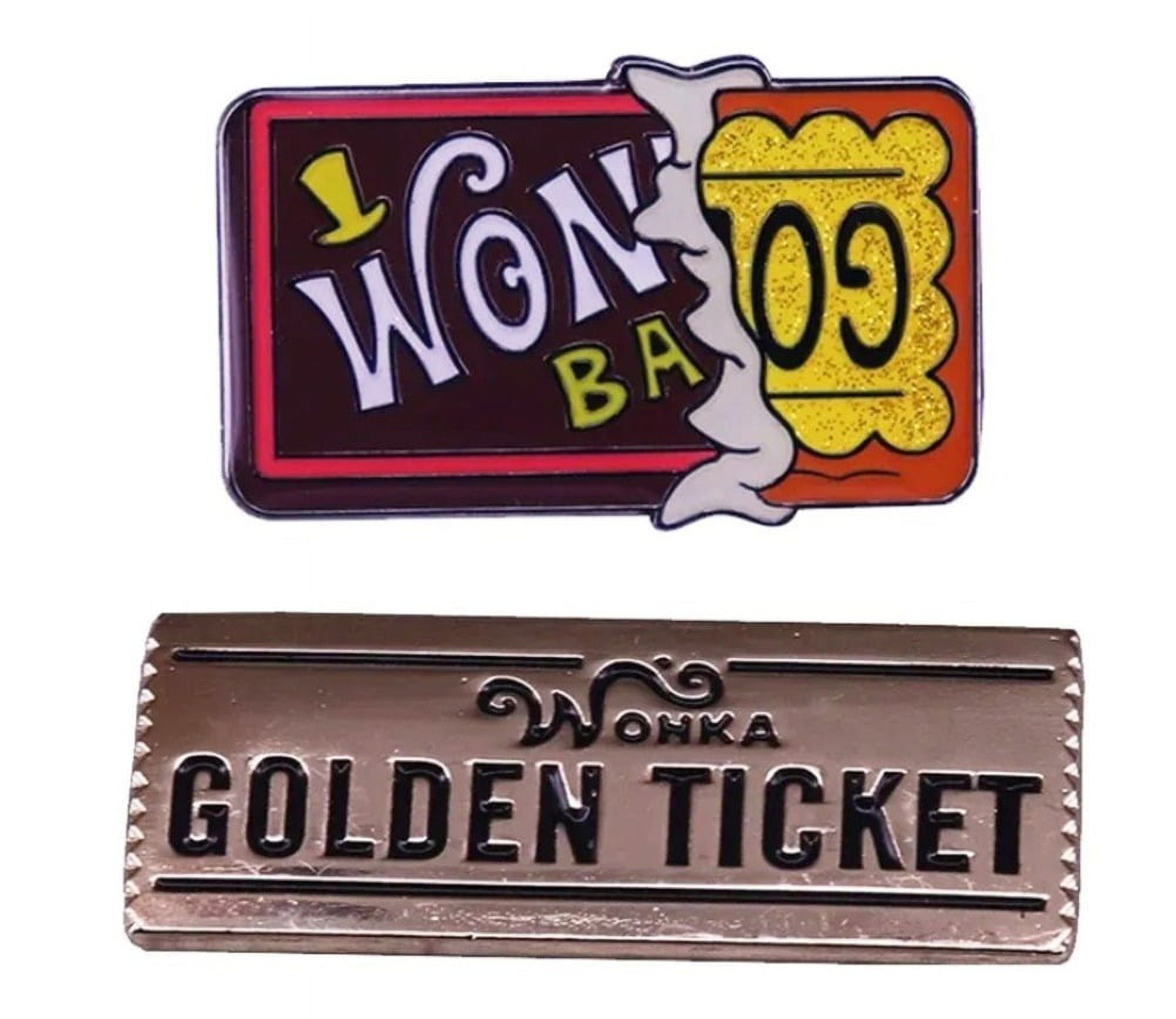 Willy Wonka Bar and Golden Ticket Enamel Metal Pin Set of 2 Pins ...