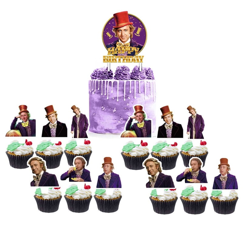 Willy Wonka Cake Topper Cupcake Set Party Supplies Decoration Birthday ...