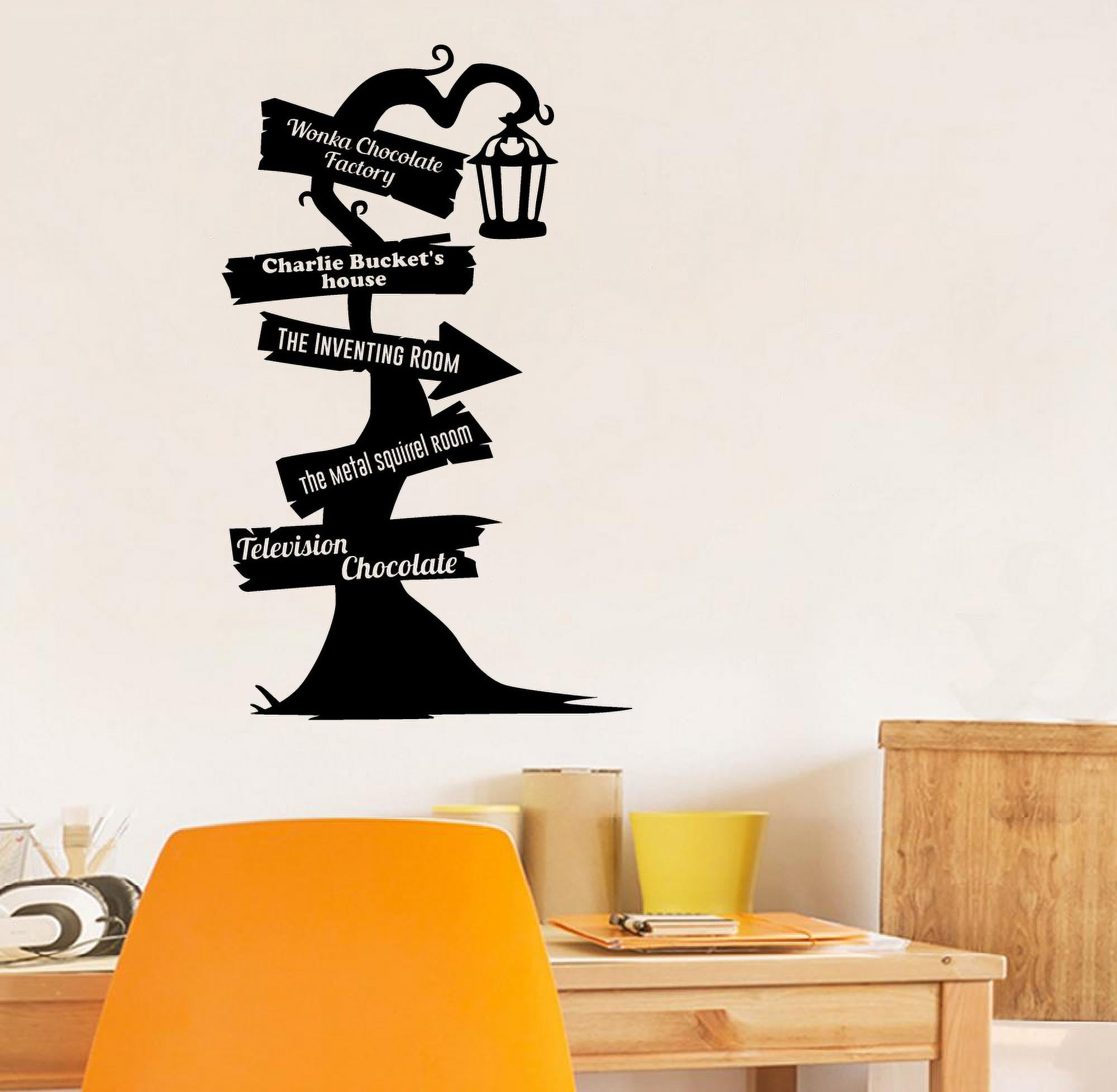 Willy Wonka Chocolate Factory Pathway Signage Cartoon Wall Sticker Art ...