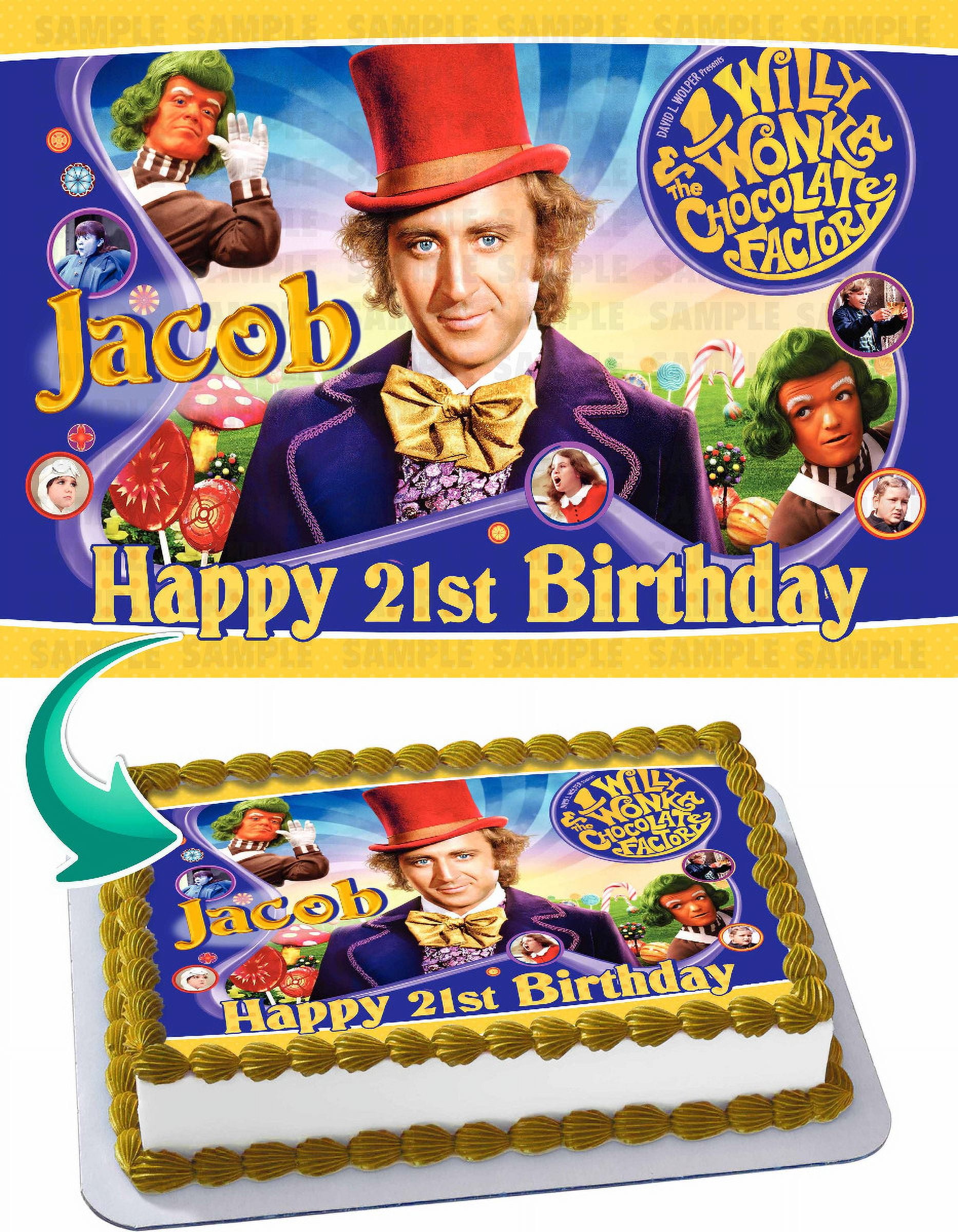 Willy Wonka Edible Cake Image Topper Personalized Birthday Party 1/4 ...