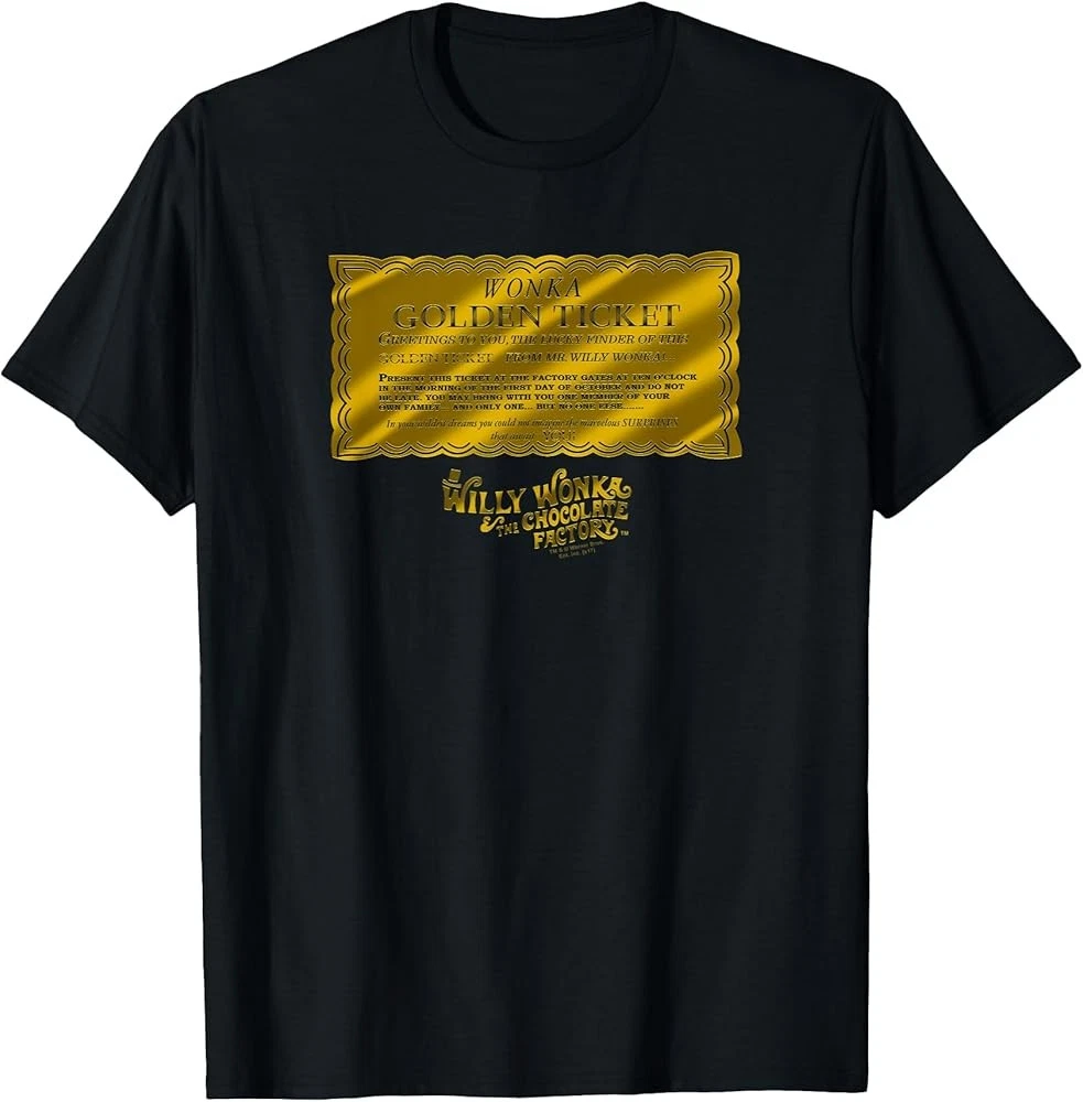 Willy Wonka Golden Ticket Movie Tribute Film Merch Black Tee Unisex T ...