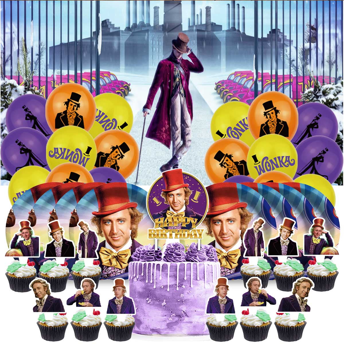 Willy Wonka Party Supplies Birthday Plates Balloons Decorations Cake ...
