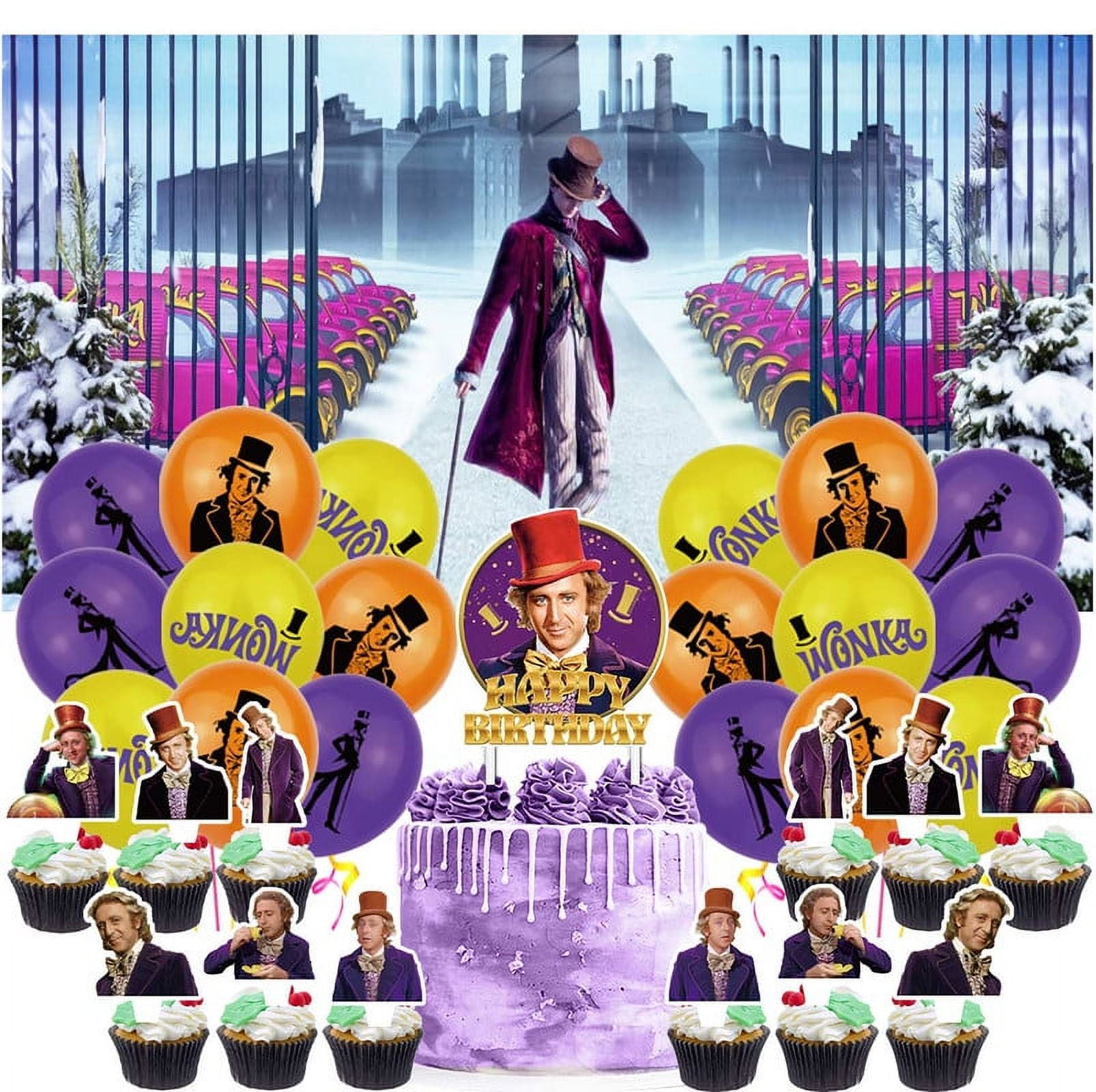 Willy Wonka Party Supplies Decor Birthday Banner Backdrop Cake Topper ...