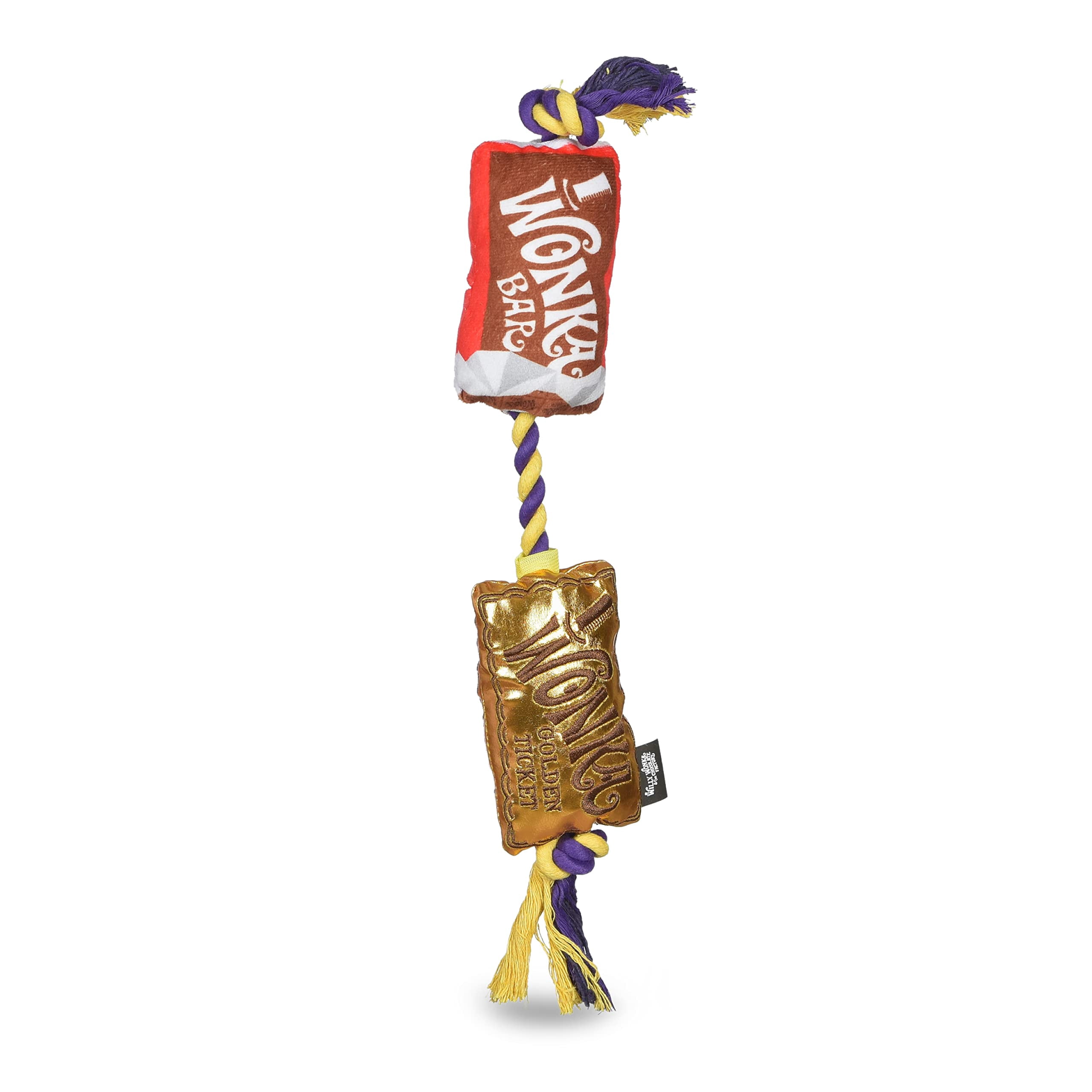 Willy Wonka for Pets Wonka Bar and Golden Ticket Plush Rope Toy| Rope ...