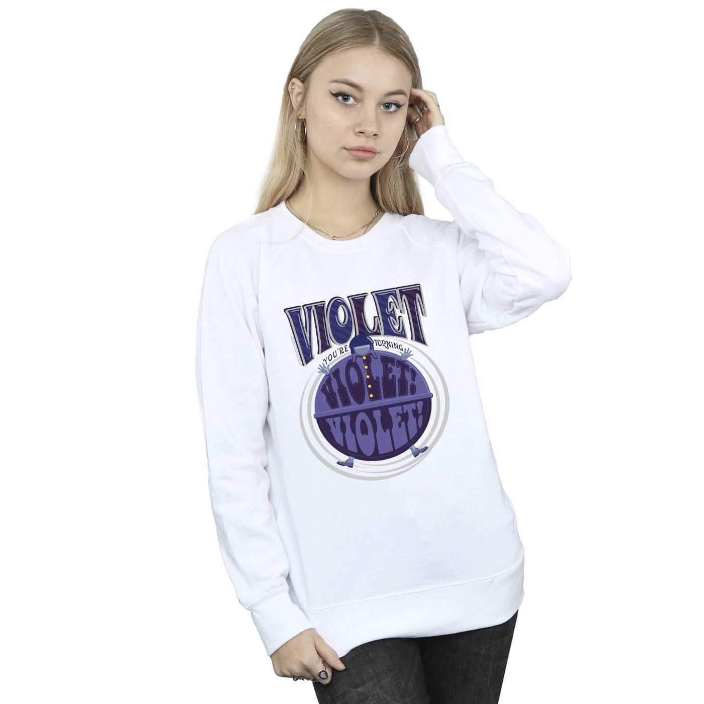 Willy Wonka Womens Violet Turning Violet Sweatshirt - Walmart.com