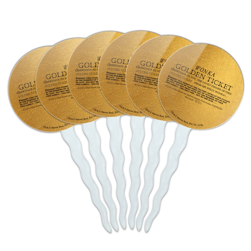 Willy Wonka and the Chocolate Factory Golden Ticket Cupcake Picks ...