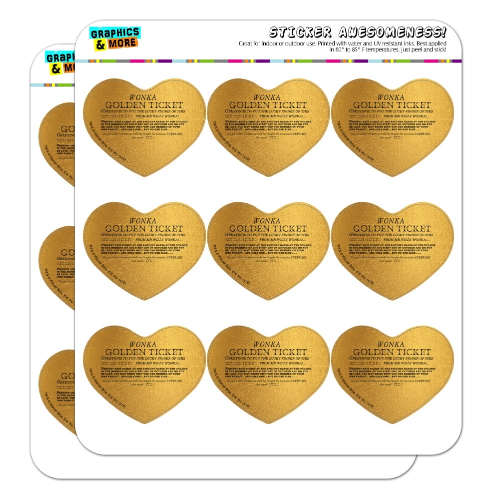 Willy Wonka and the Chocolate Factory Golden Ticket Heart Shaped ...