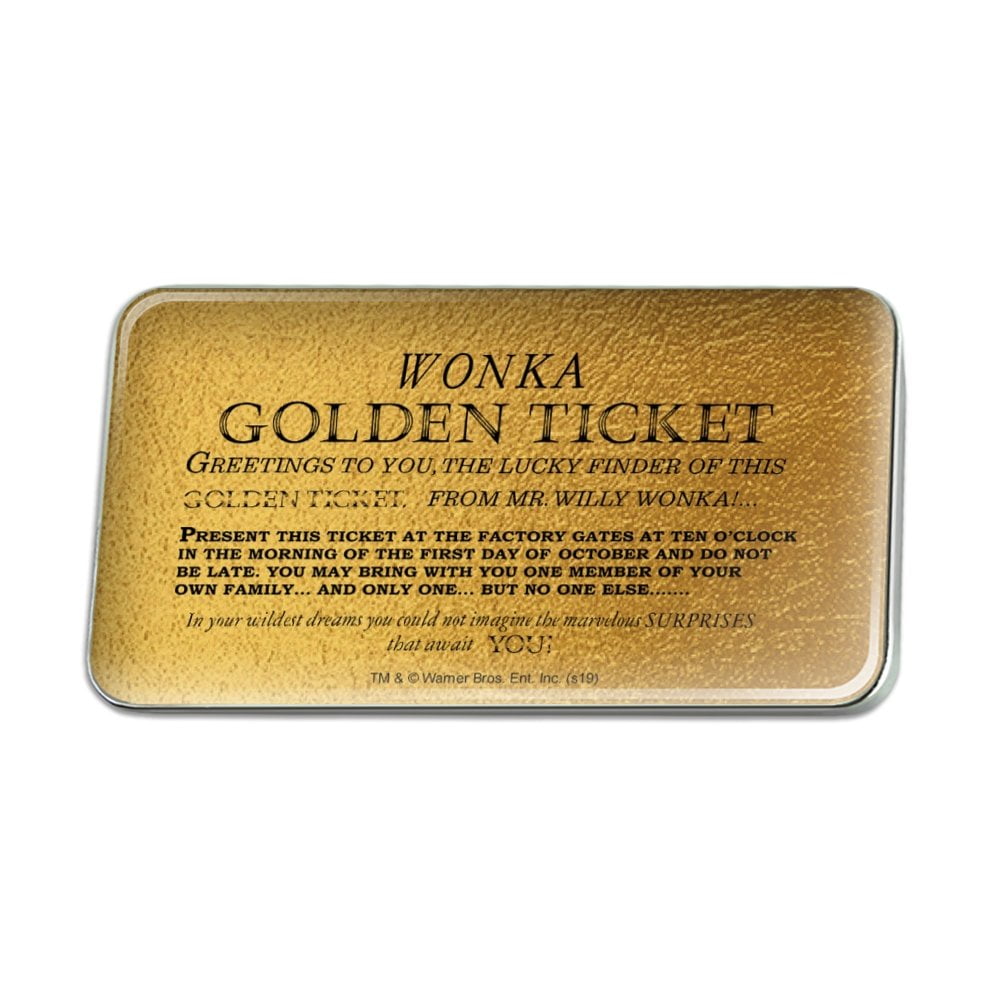 Willy Wonka and the Chocolate Factory Golden Ticket Metal Rectangle ...