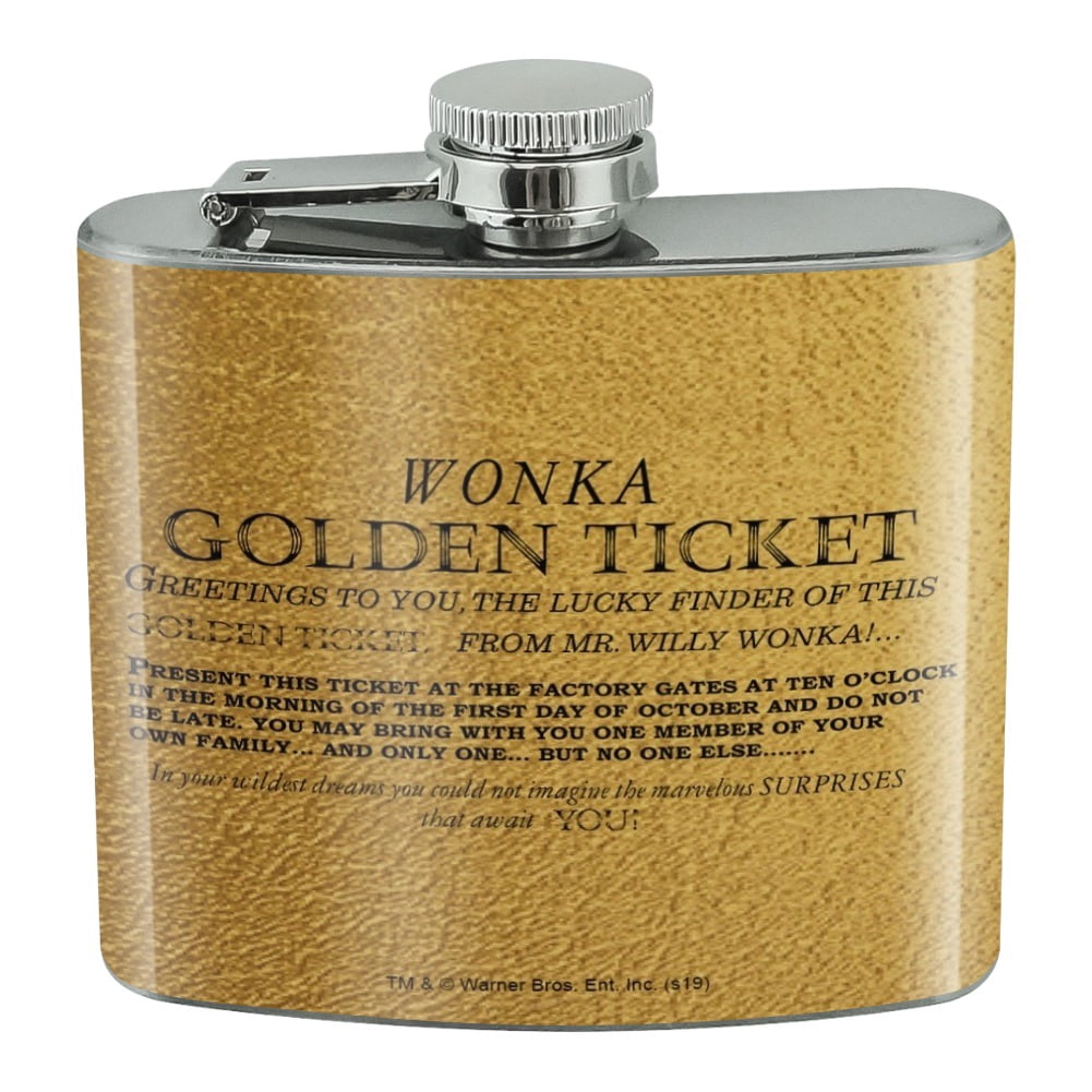 Willy Wonka and the Chocolate Factory Golden Ticket Stainless Steel 5oz ...