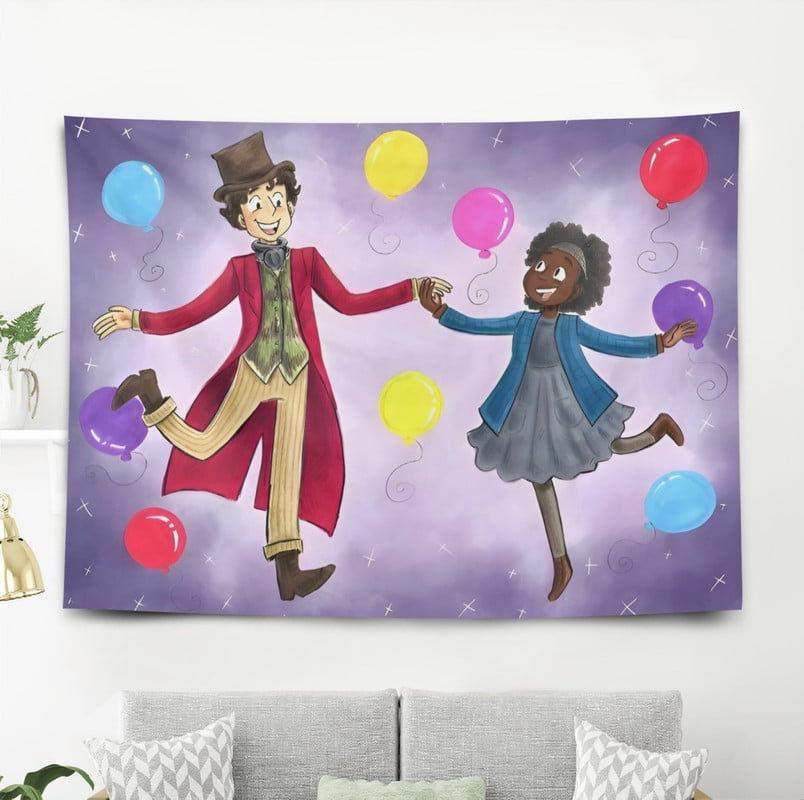Willy Wonka pattern wall hanging 50*60 inches high-quality peach skin ...