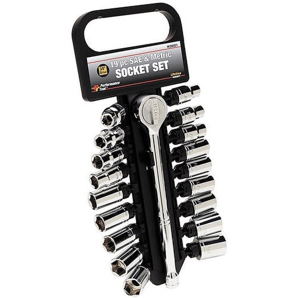 Wilmar Corporation W38301 3/8" 19-Piece SAE and Metric Socket Set ...