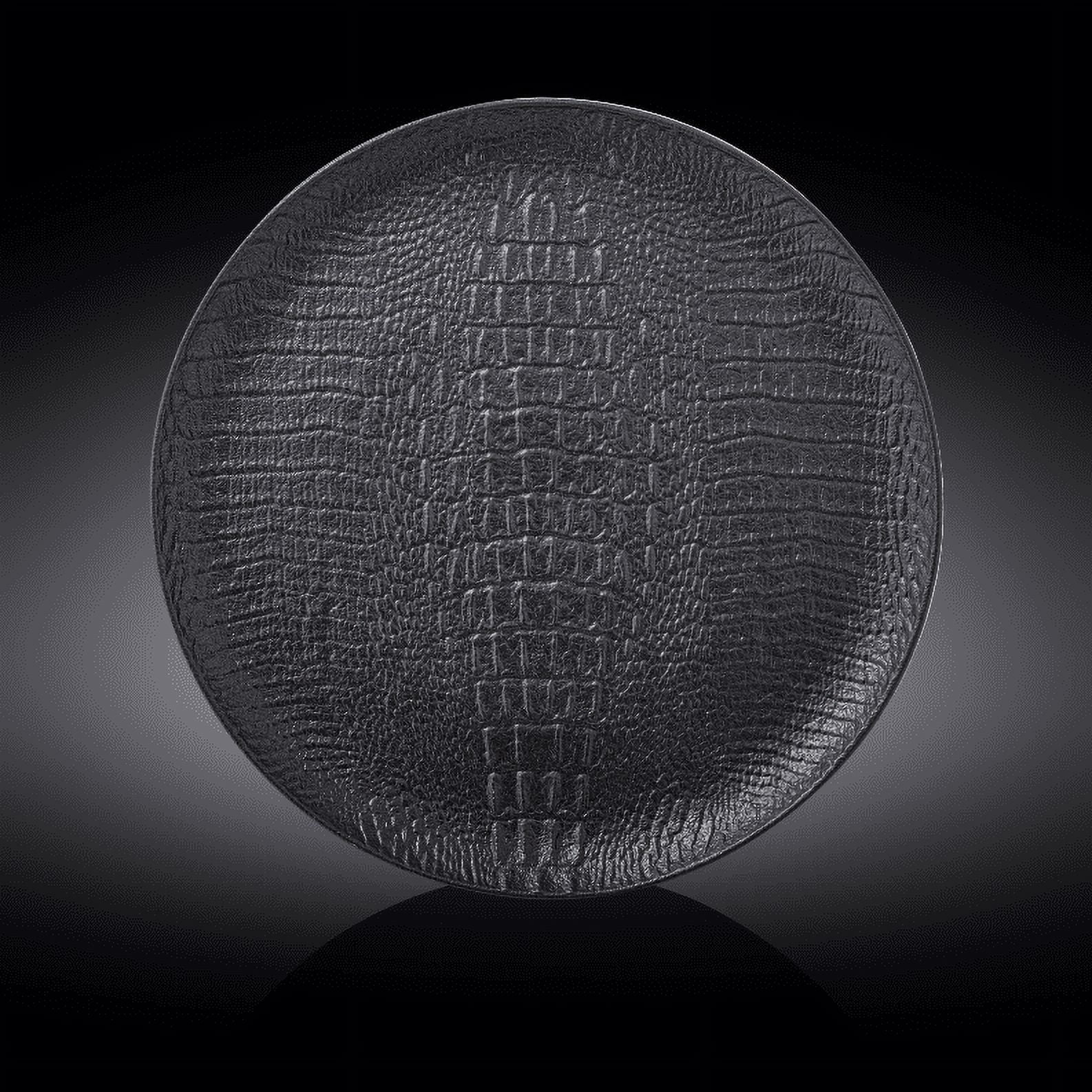 Wilmax Black Porcelain Slate look Round Plate / Platter With Crocodile ...