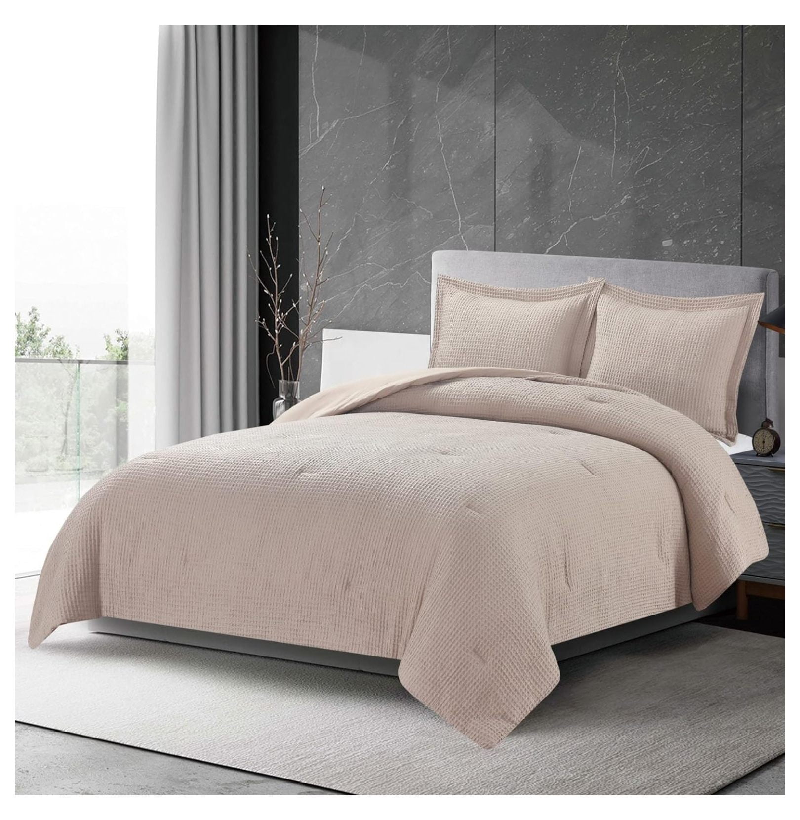 Wilmer 2-Piece Waffle Weave Comforter Set - Soft and Cozy All Season ...