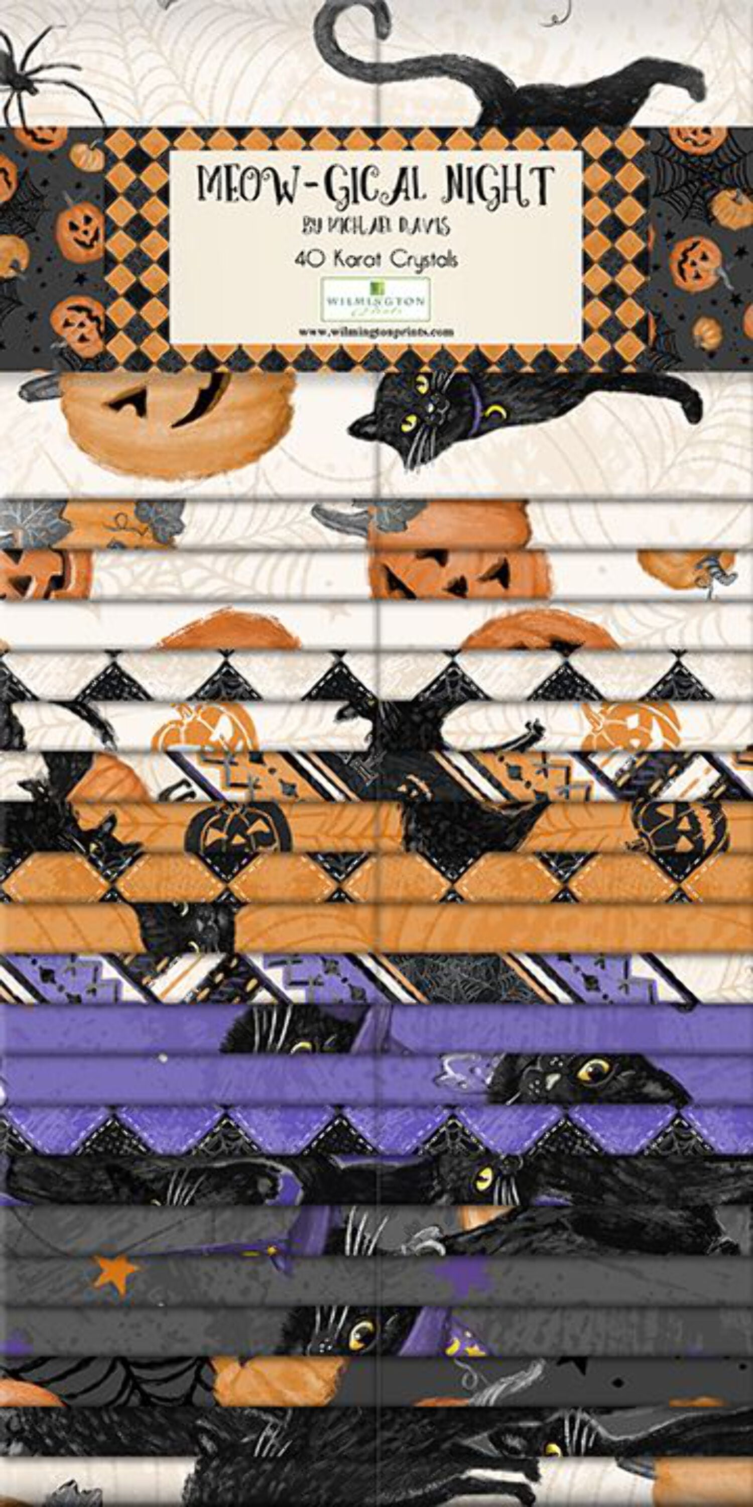 40 2.5 Inch Strips Meow-gical Nights Wilmington Prints 100% Cotton ...