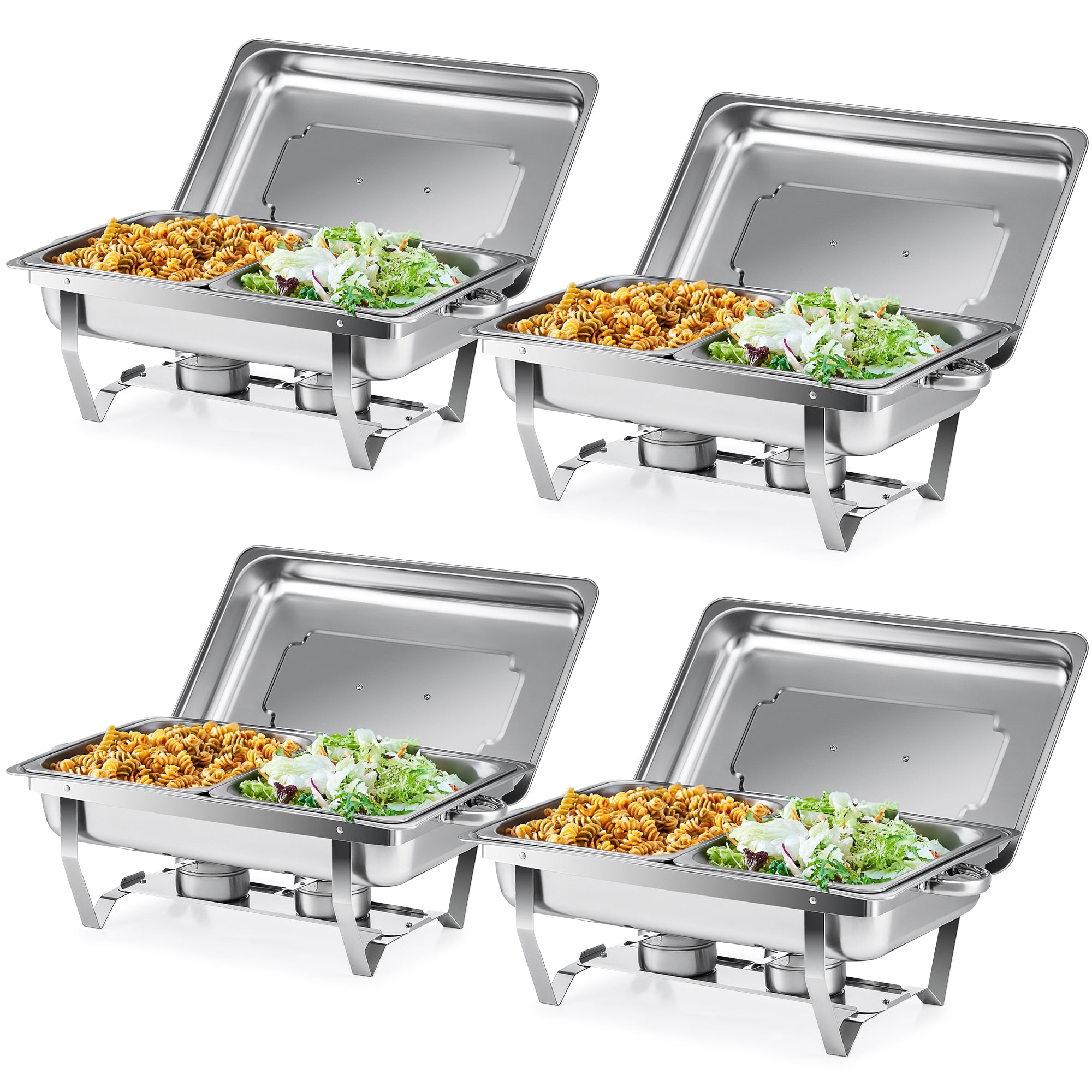 Wilprep 4-Pack Chafing Dish Buffet Set, 8Qt Stainless Steel Foldable ...