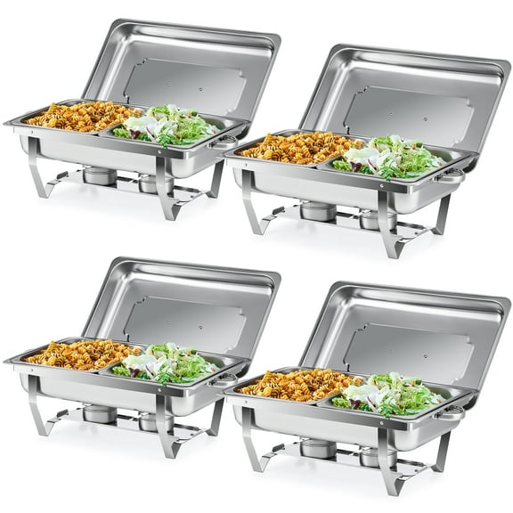 Chafing Dish Set 8 Qt 4 Pack, Gold Buffet Server - Full , Half Size ...