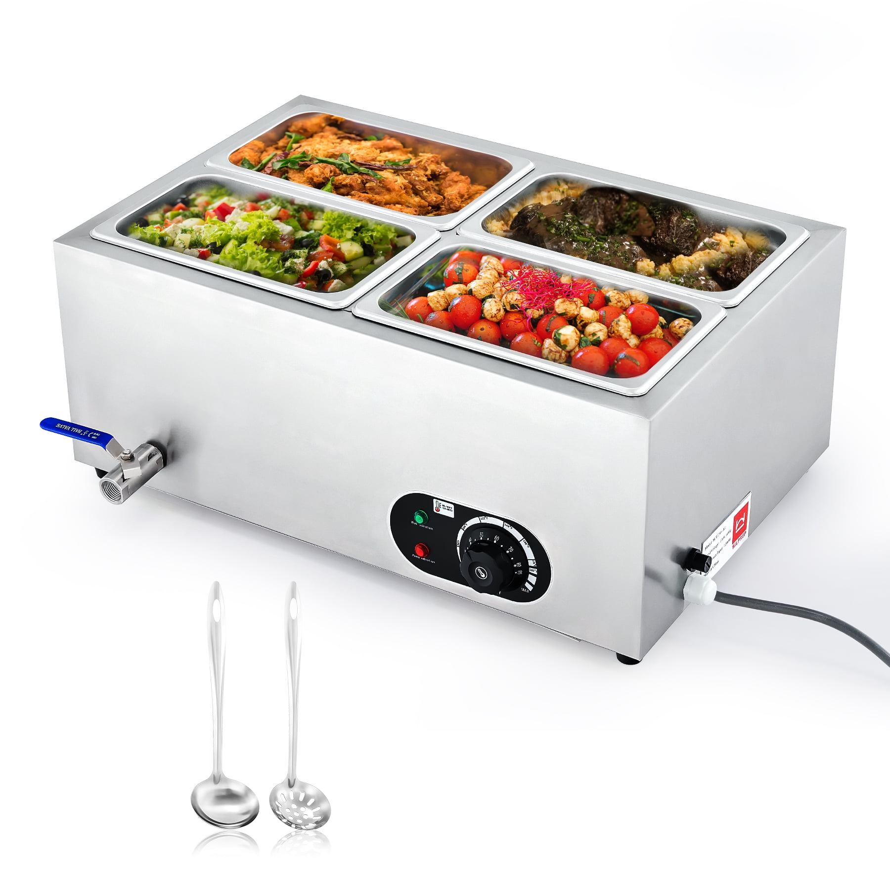 Wilprep 4 Pan Commercial Food Warmer for Parties Hotels Restaurants 1/4 ...