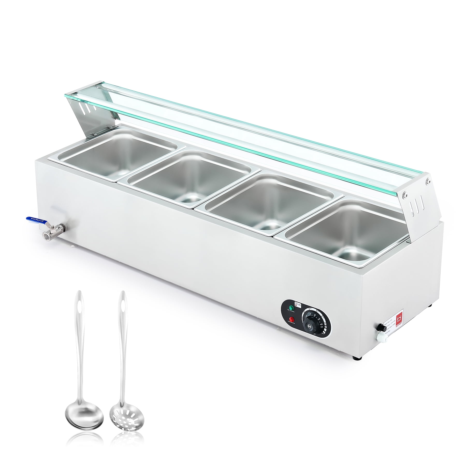 Wilprep 4 Pan Food Warmer for Parties Hotels Restaurants 1200W Buffet Server and Warmer ...