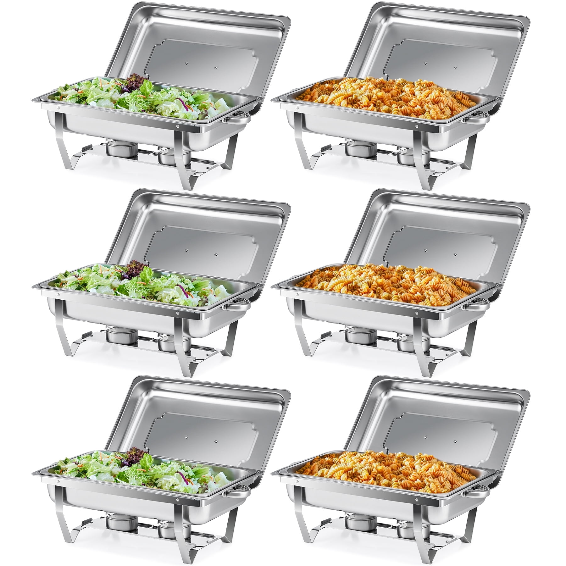 Wilprep 6 Pack Large Catering Stainless Steel Chafing Servers/Dish Sets ...