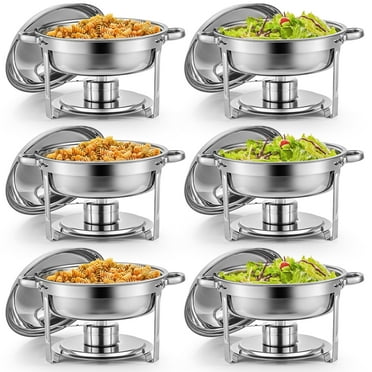 ZENY 6 Pack 5 Quart Stainless Steel Round Chafing Dish Set Buffet ...
