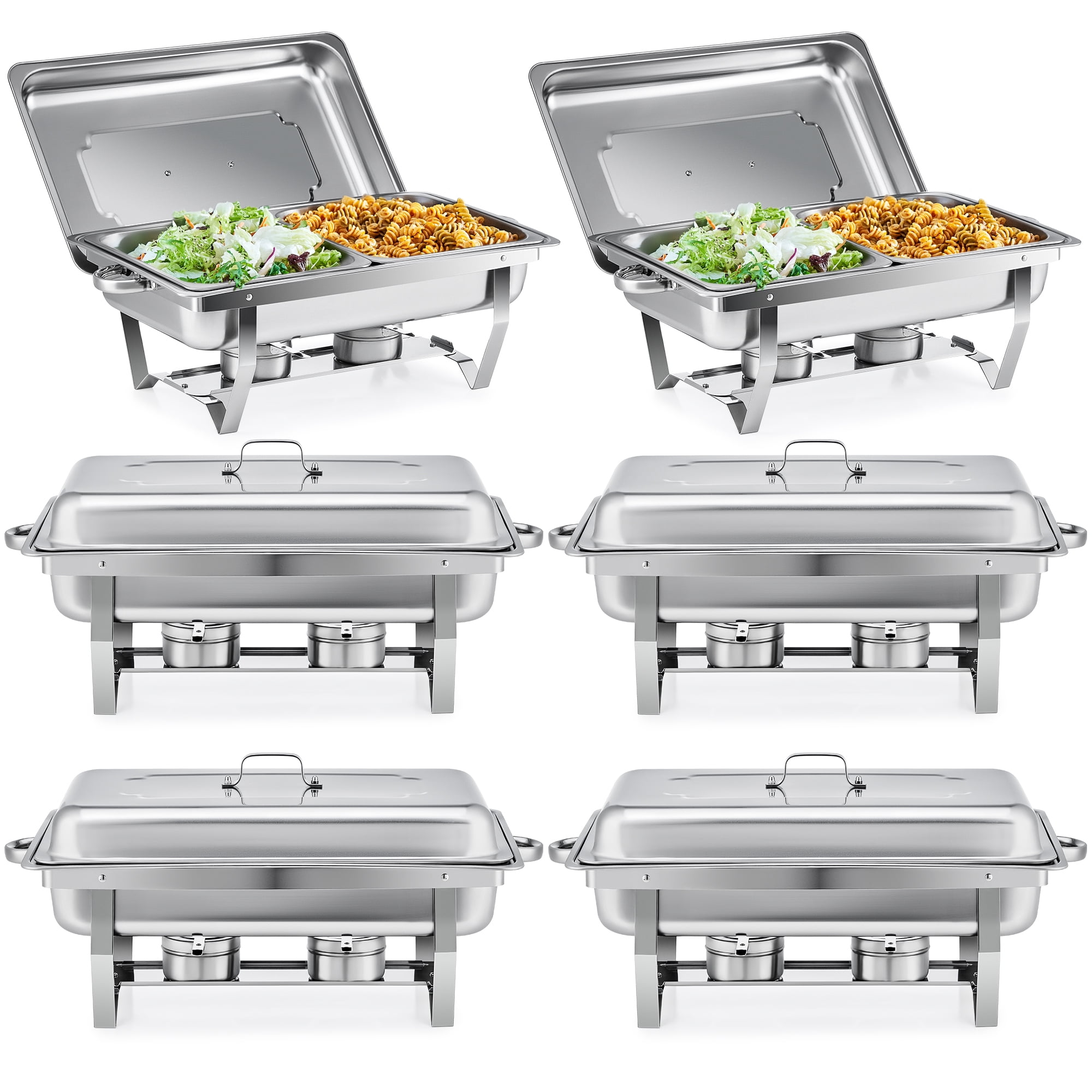 Wilprep Chafing Dish Buffet Set 6 Pack 8qt Stainless Steel Food Warmers ...