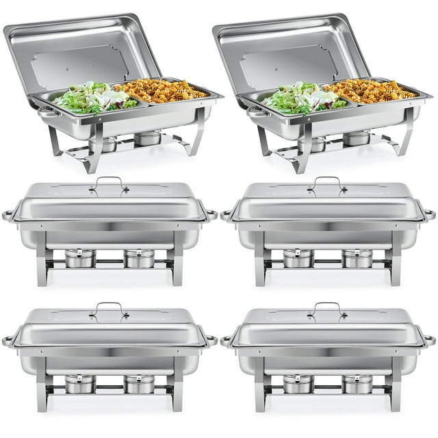 Wilprep Chafing Dish Buffet Set 6 Pack 8qt Stainless Steel Food Warmers ...