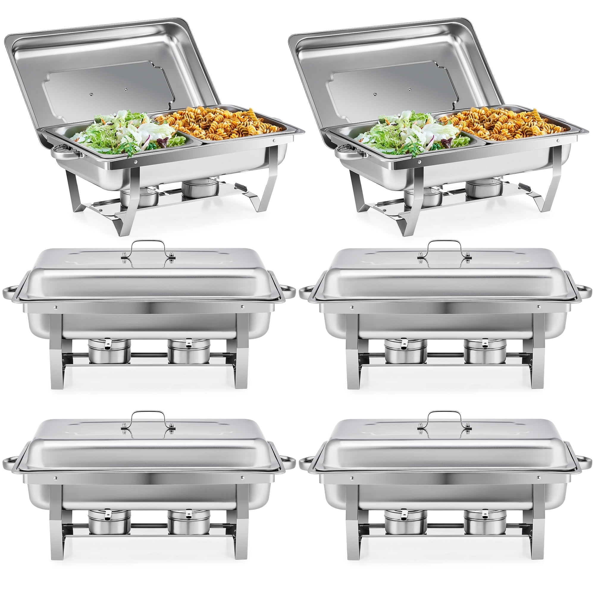 Wilprep 8qt Stainless Steel Chafing Dish Buffet Set, 6 Pack Food ...