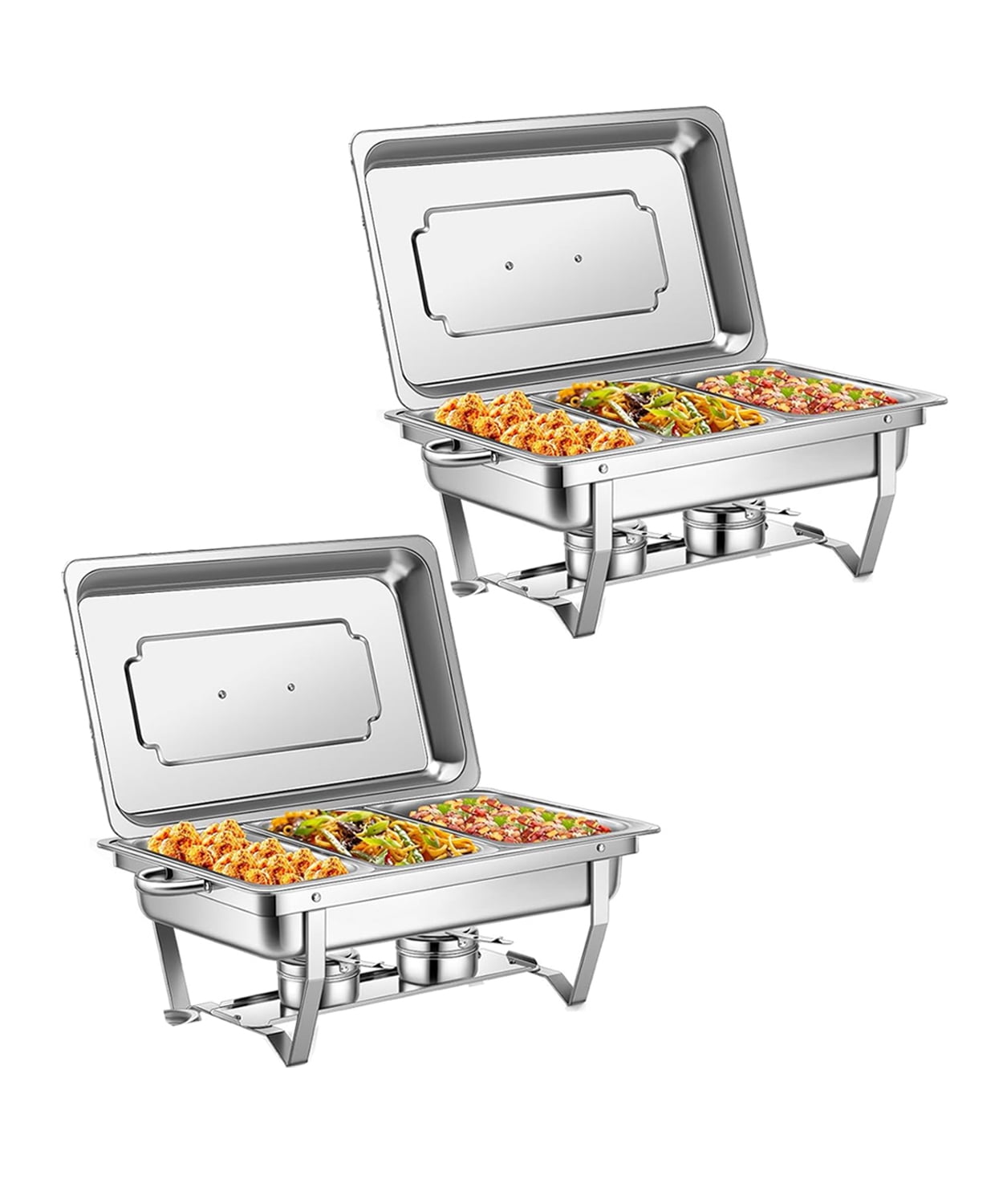 Wilprep 2-Pack Chafing Dish Buffet Set, 8Qt Stainless Steel Foldable ...