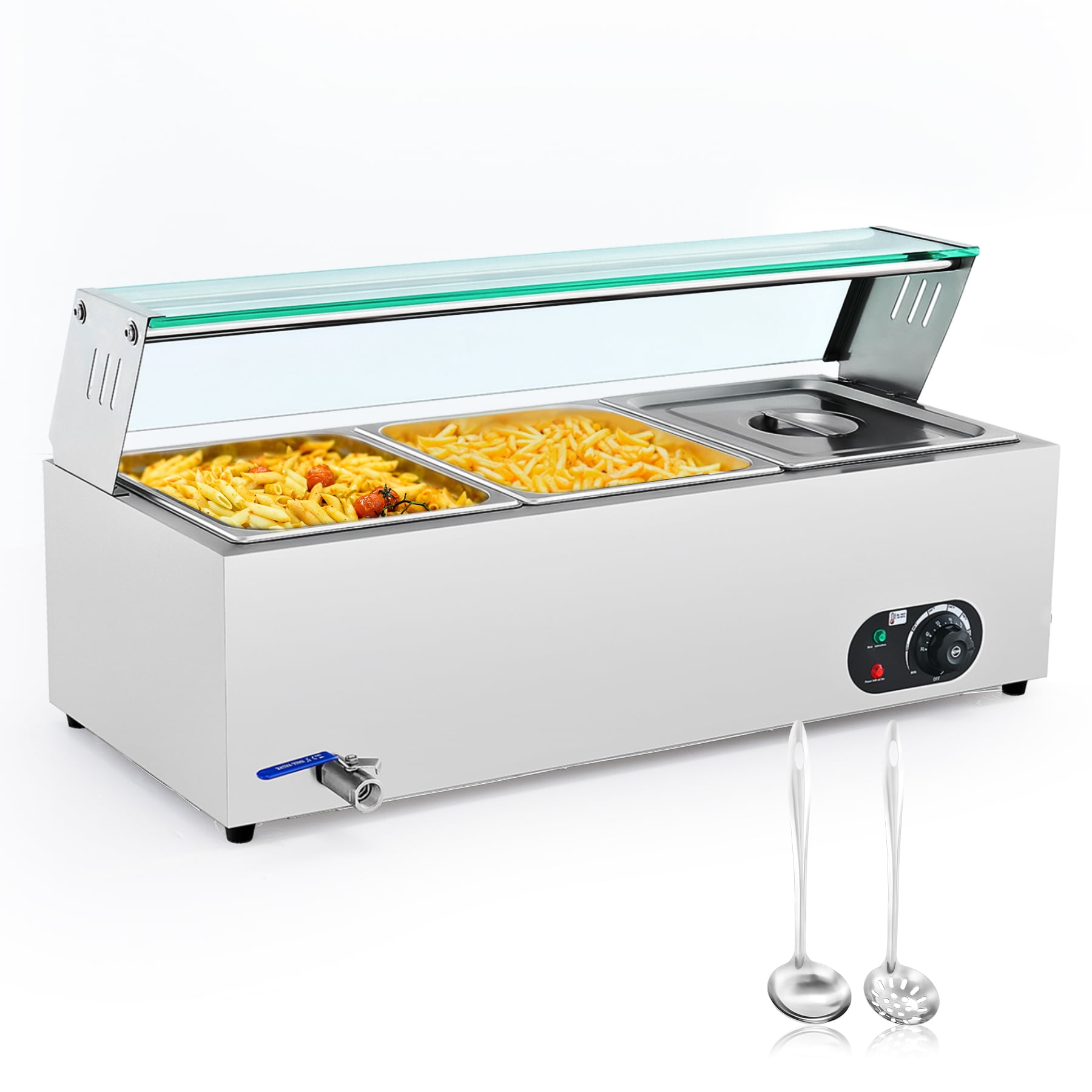 Wilprep Commercial 3 Pan Bain Marie Food Warmer 1200W 30 Quart Electric ...