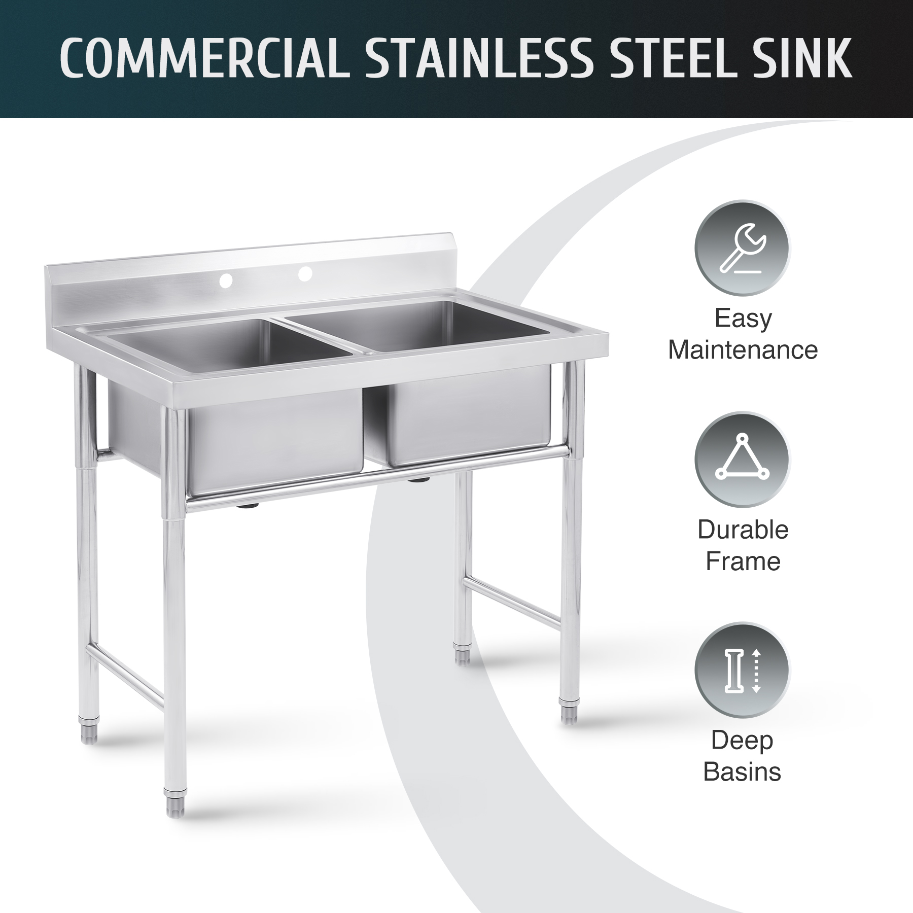 Wilprep Quality Stainless Steel Sink w Durable Water Basins for Home ...