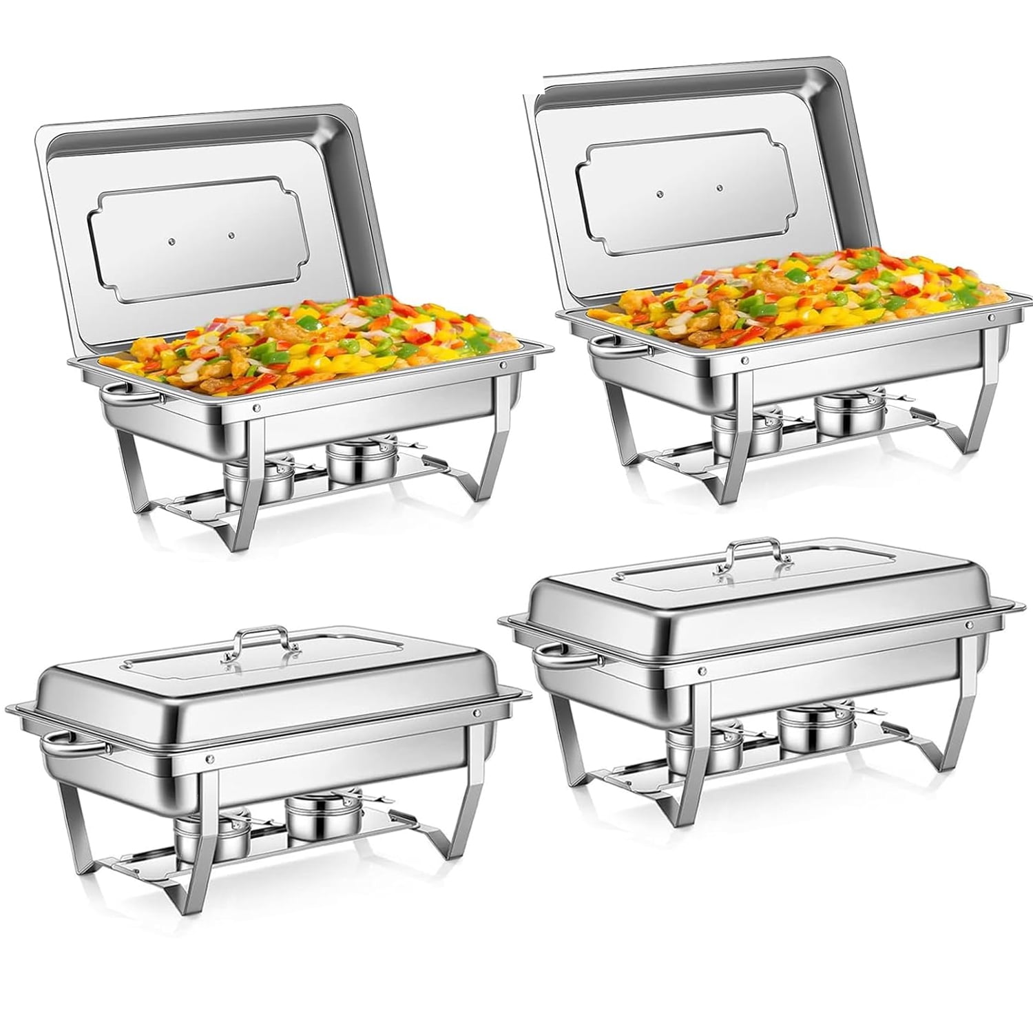Wilprep Stainless Steel Chafing Dish Set with Fuel Holders 9.5 qt Trays ...