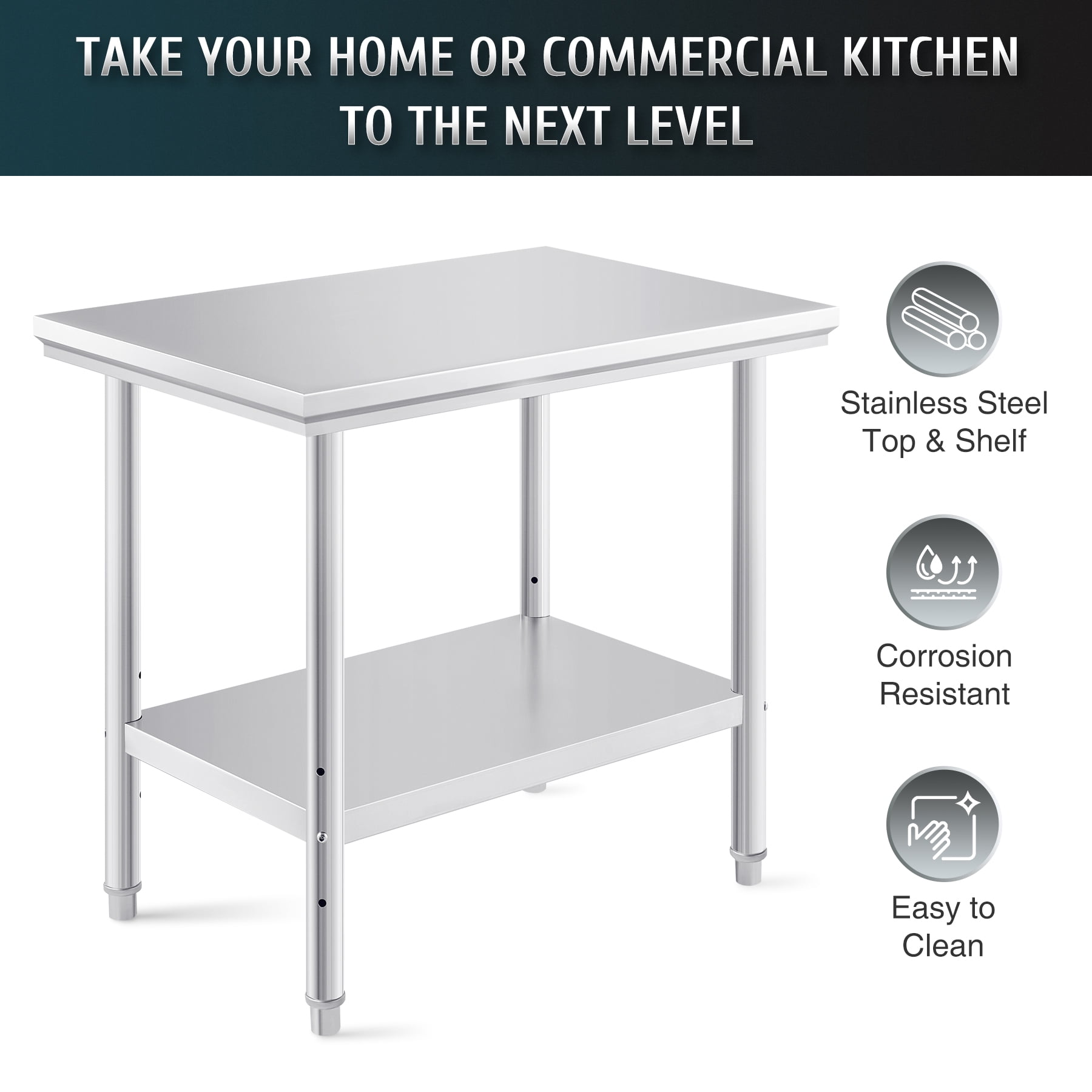 Wilprep Stainless Steel Kitchen Table Work Bench Meal Prep Station ...