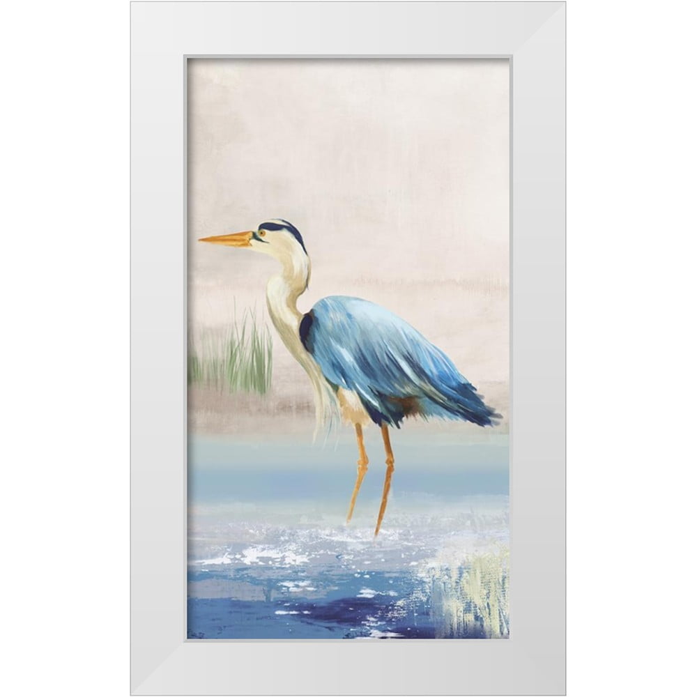 Wilson, Aimee 12x18 White Modern Wood Framed Museum Art Print Titled - Heron On The Beach II ...