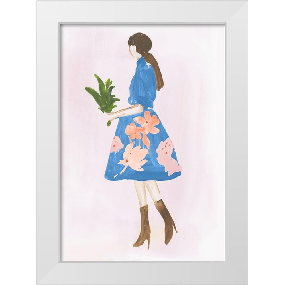 Wilson, Aimee 18x24 White Modern Wood Framed Museum Art Print Titled - Girl with Plant - Walmart.com