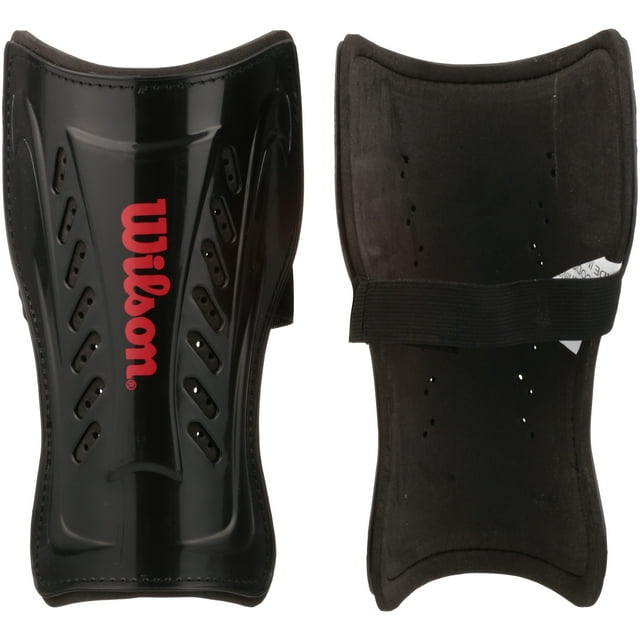 Wilson Adult Shin Guard for Soccer and Baseball - Black and Red with ...