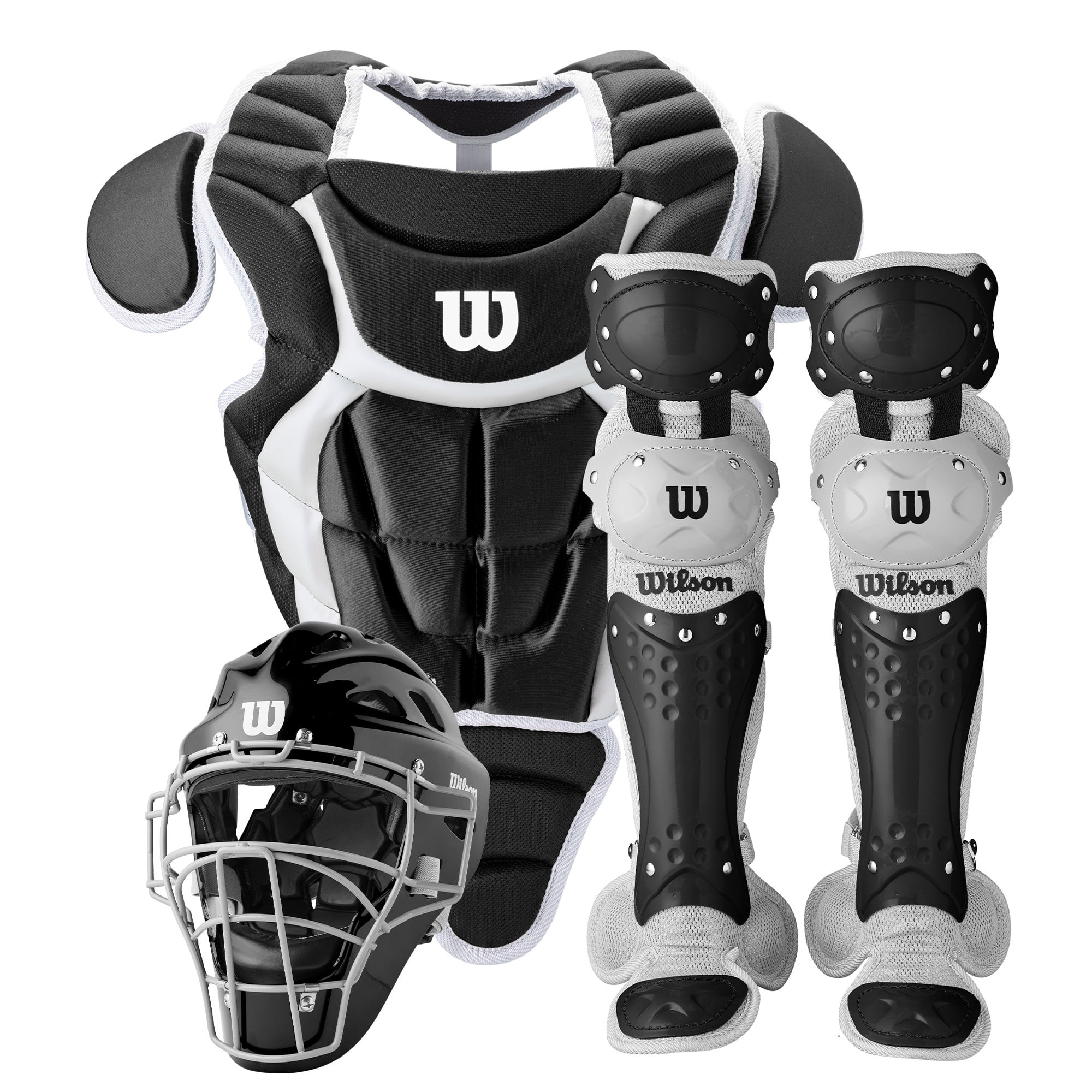 Wilson C200 Youth Baseball Catcher's Gear Kit - Black (Ages 7-12 ...