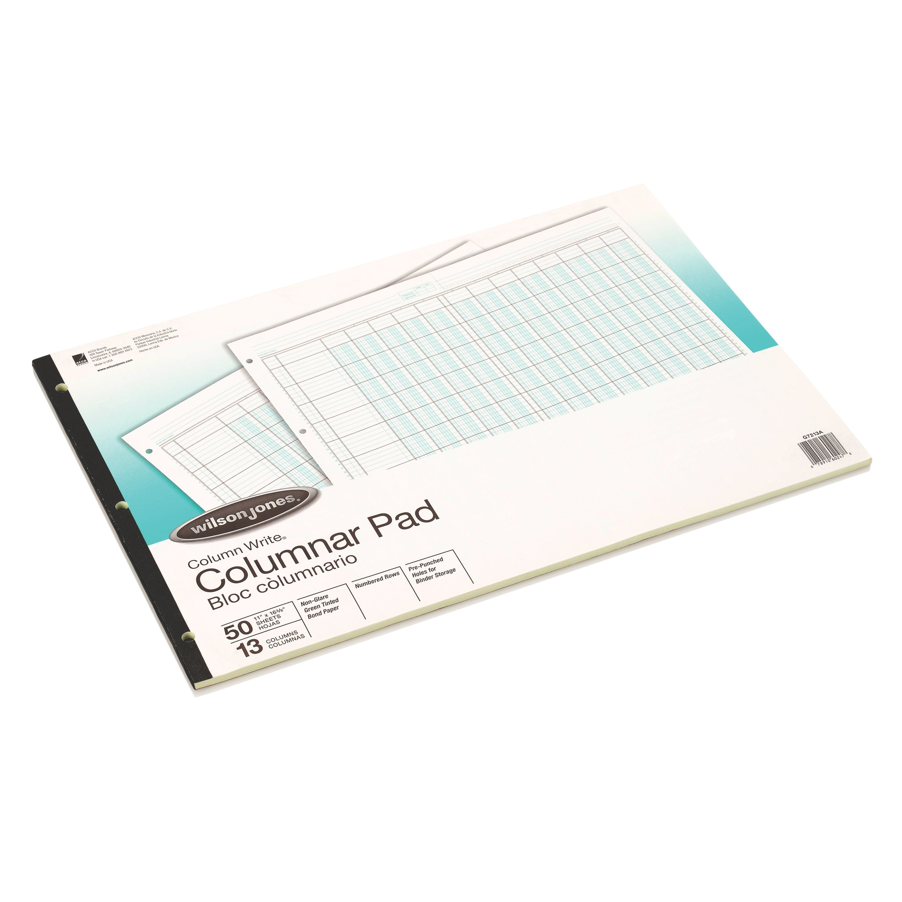 Wilson Jones Column Write Pads, 11" x 16 3/8", 41 Lines, 13 Columns, 50 ...