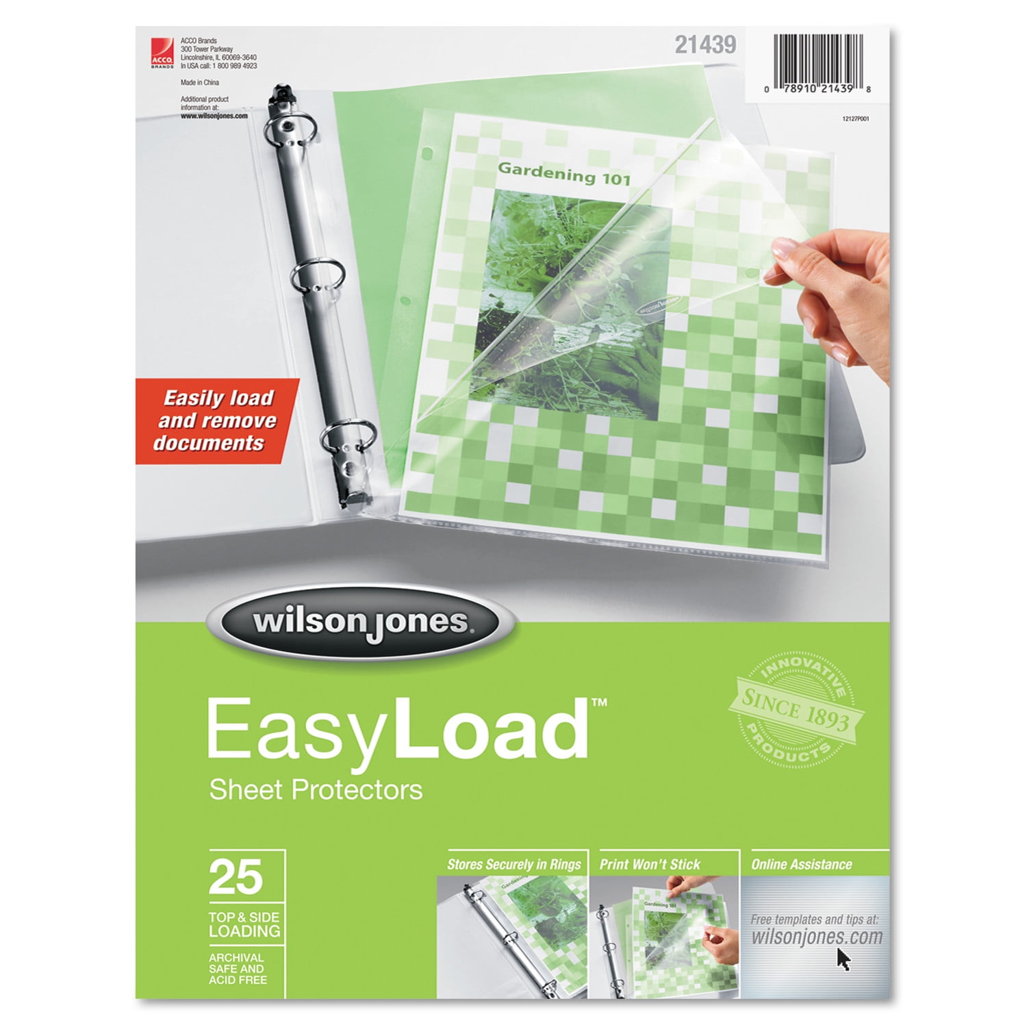 Wilson Jones Side/Top Loading EasyLoad Sheet Protectors, Letter, 25 ...